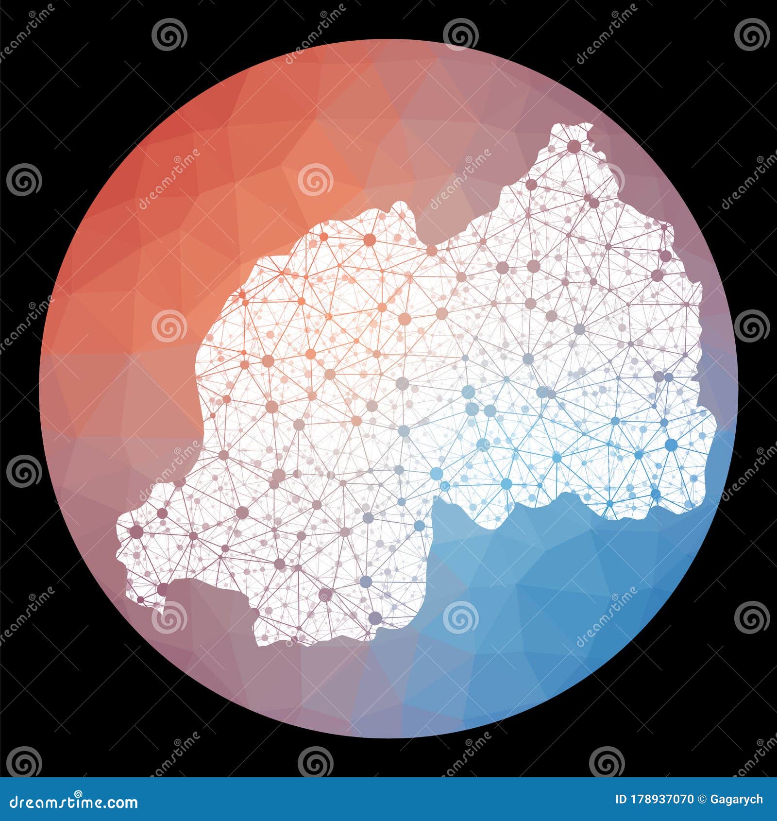 Vector network Rwanda map. stock vector. Illustration of africa - 178937070