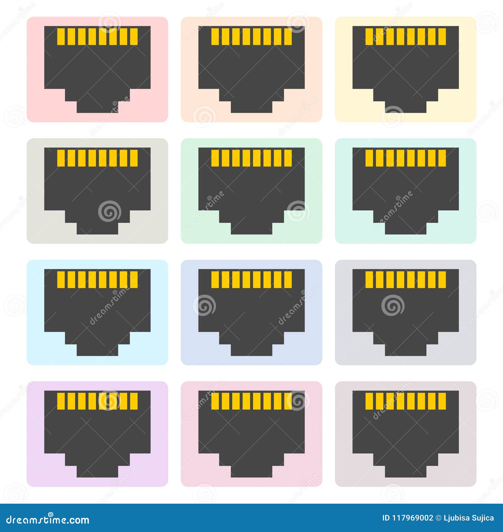 Vector Network Socket Icons Set Stock Vector - Illustration of ...