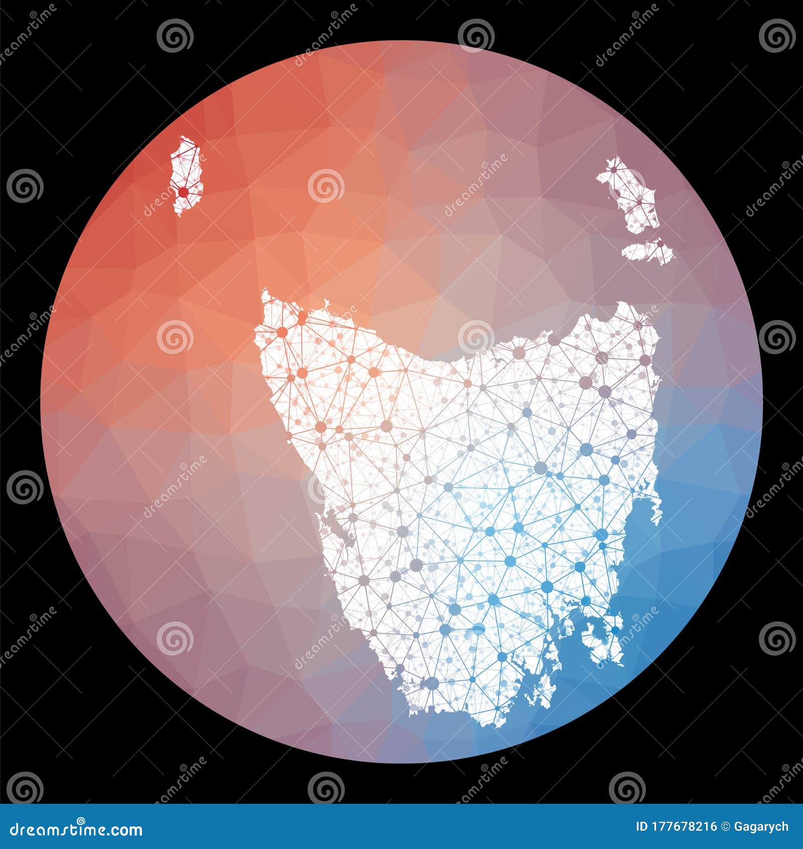 Vector Map Tasmania Combined With Universal Postal Union UPU Flag ...