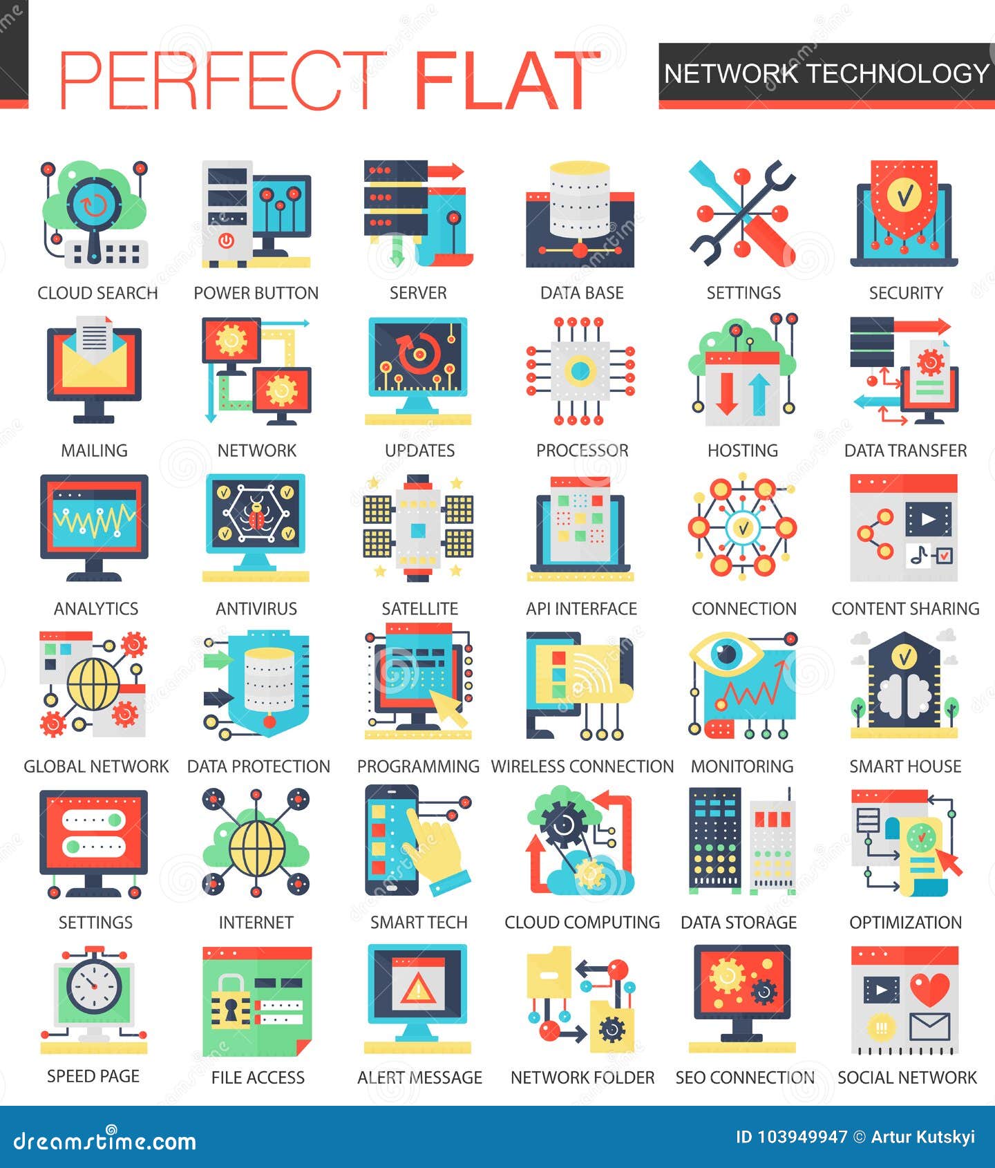 Vector Network Technology Complex Flat Icon Concept. Web Infographic ...