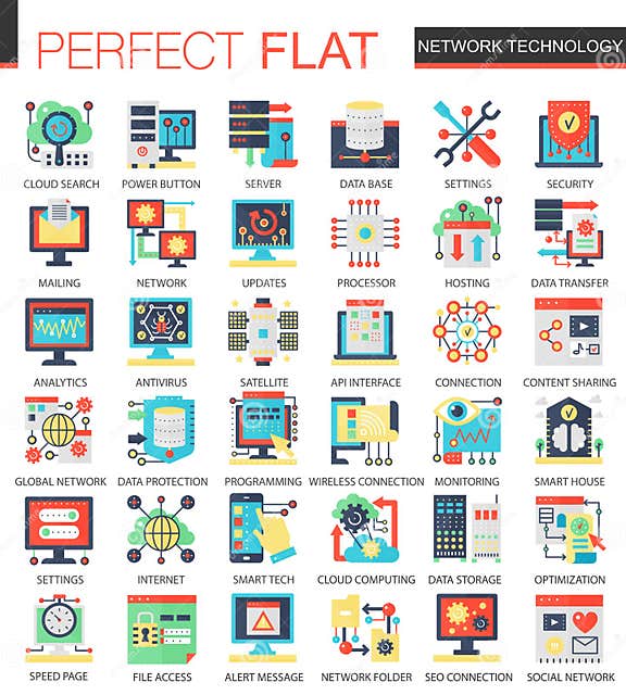 Vector Network Technology Complex Flat Icon Concept. Web Infographic Icons Design. Stock Vector ...