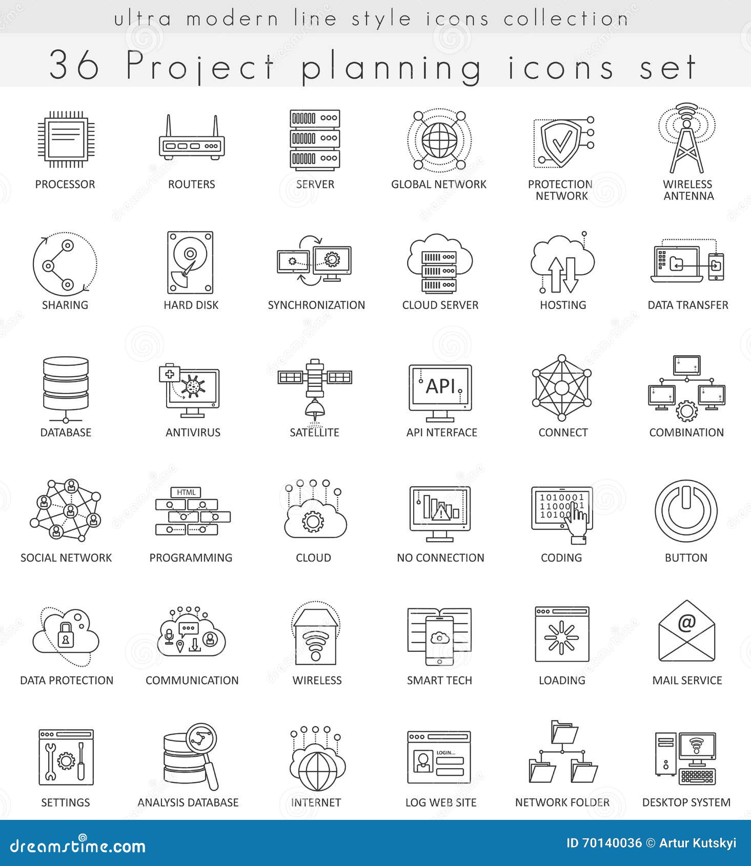 Vector Network Technology Ultra Modern Outline Line Icons for Web and ...