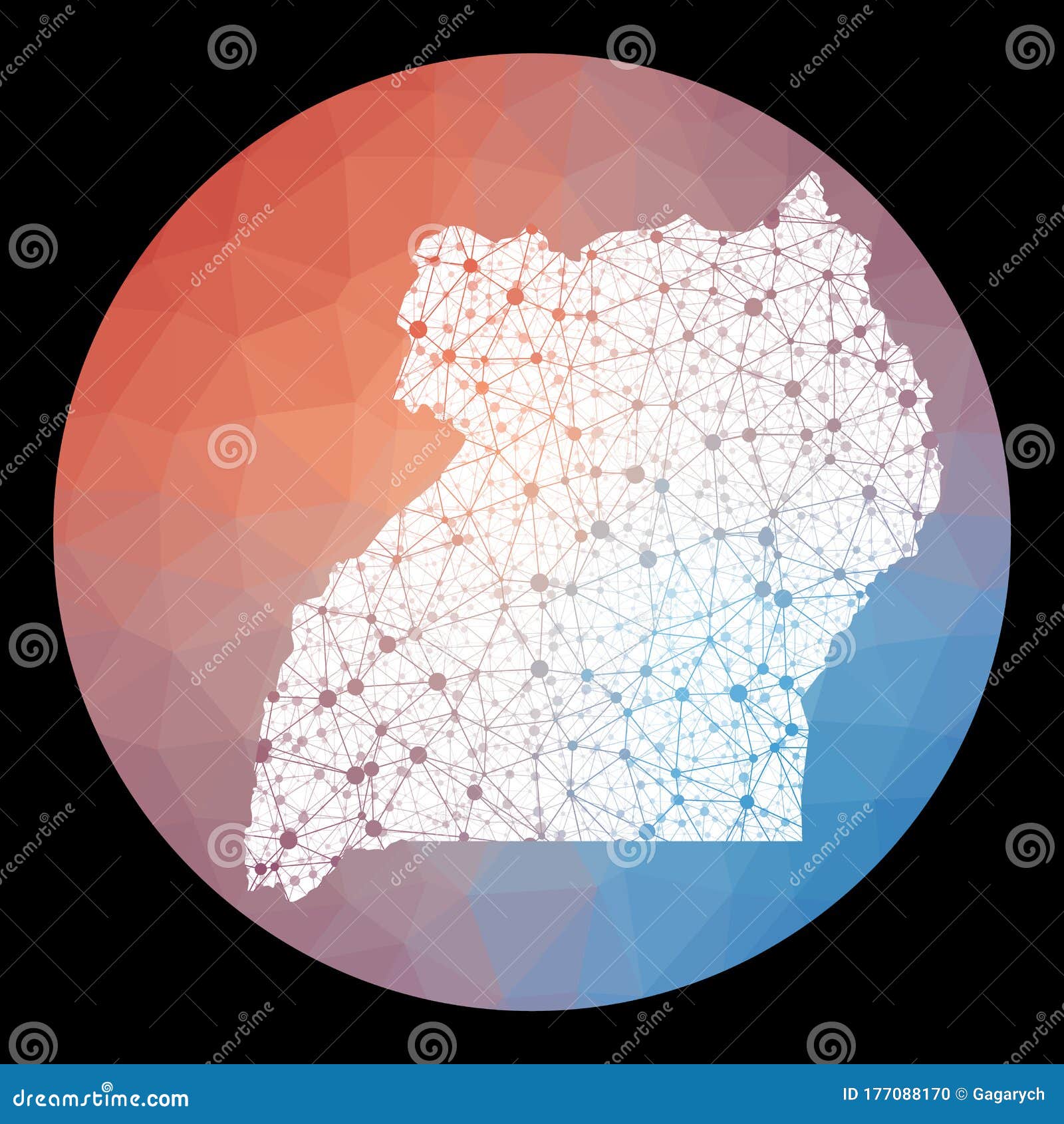 Vector network Uganda map. stock vector. Illustration of connection ...