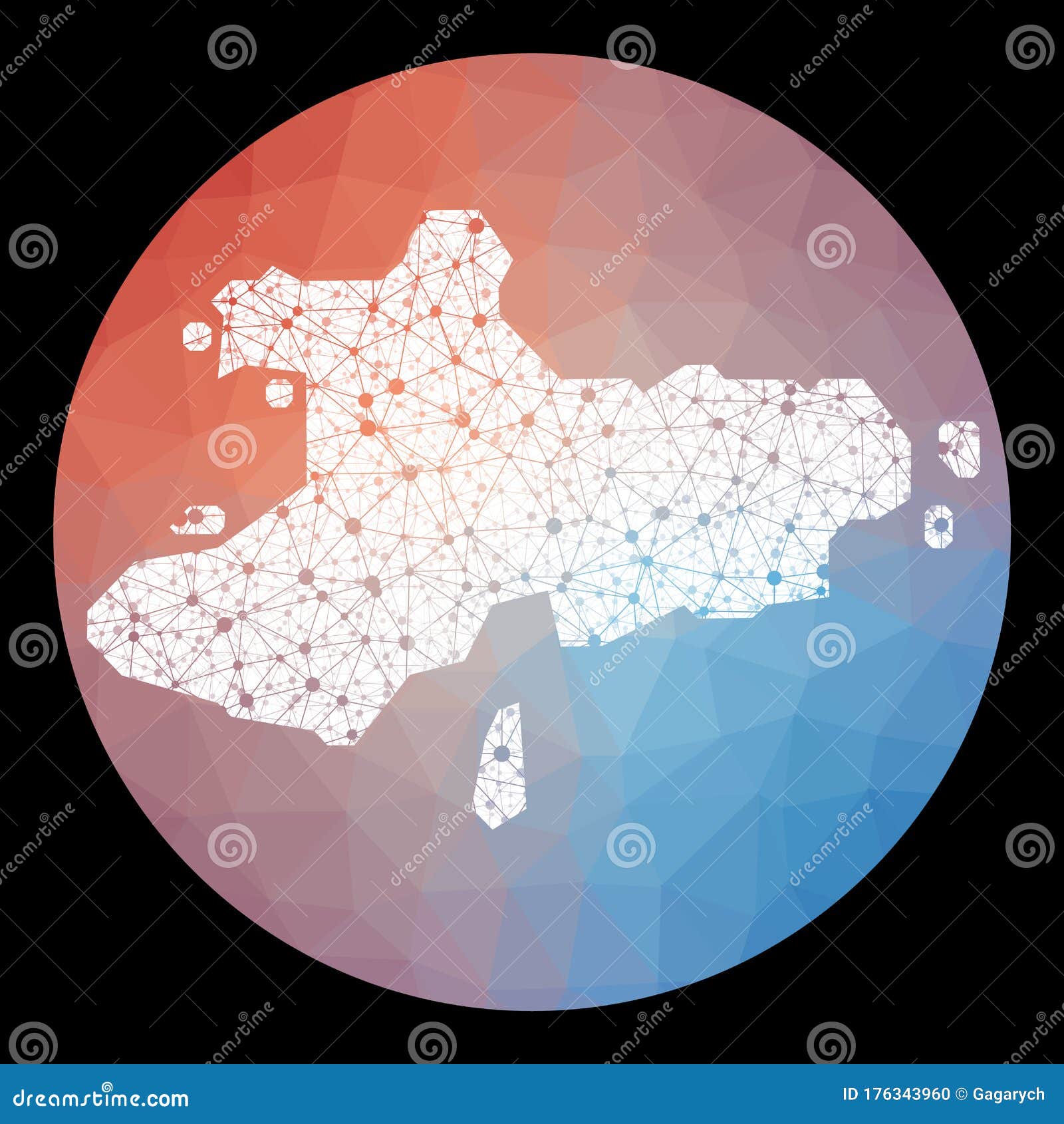 Vector Network Union Island Map. Stock Vector - Illustration of poly ...