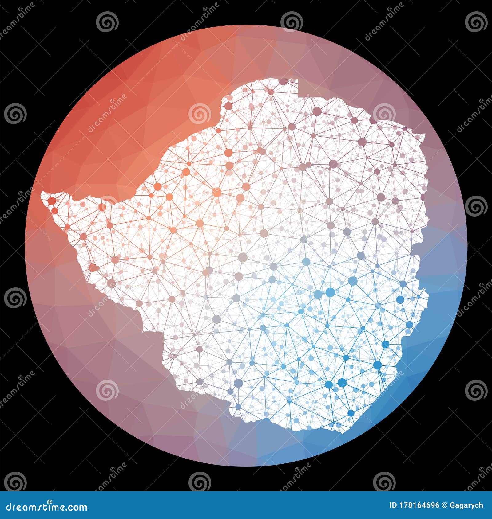 Vector Network Zimbabwe Map. Stock Vector - Illustration of abstract ...