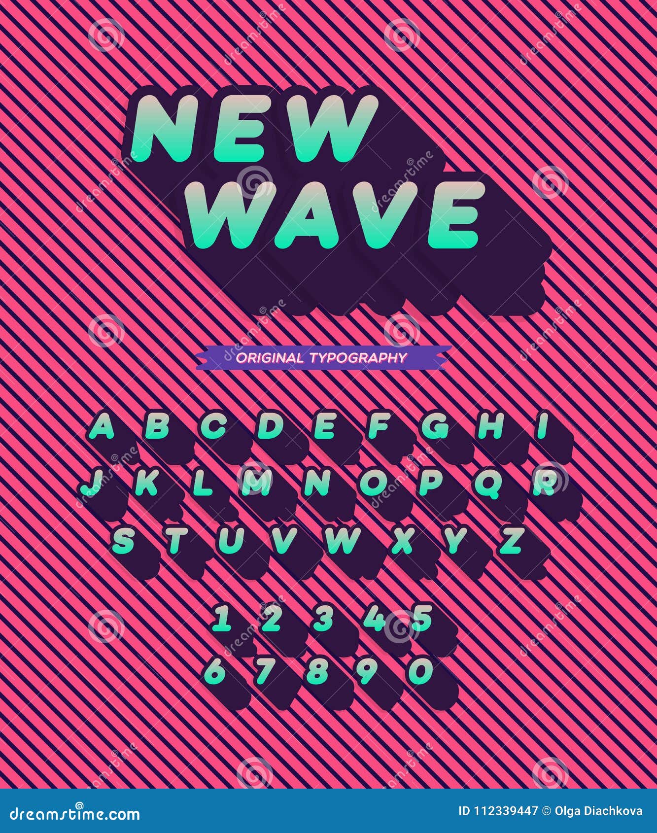 Vector New Wave Font Long Shadow Style Modern Typography Stock Vector ...