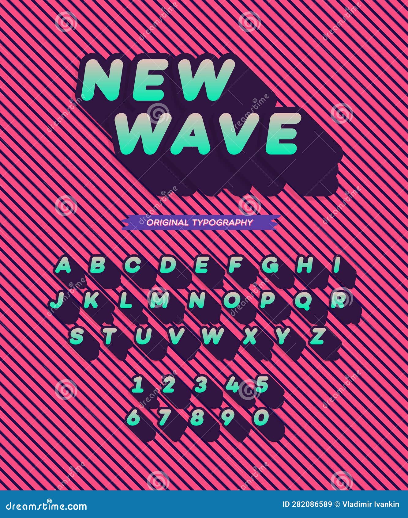 Vector New Wave Font Long Shadow Style Modern Typography Stock Vector ...