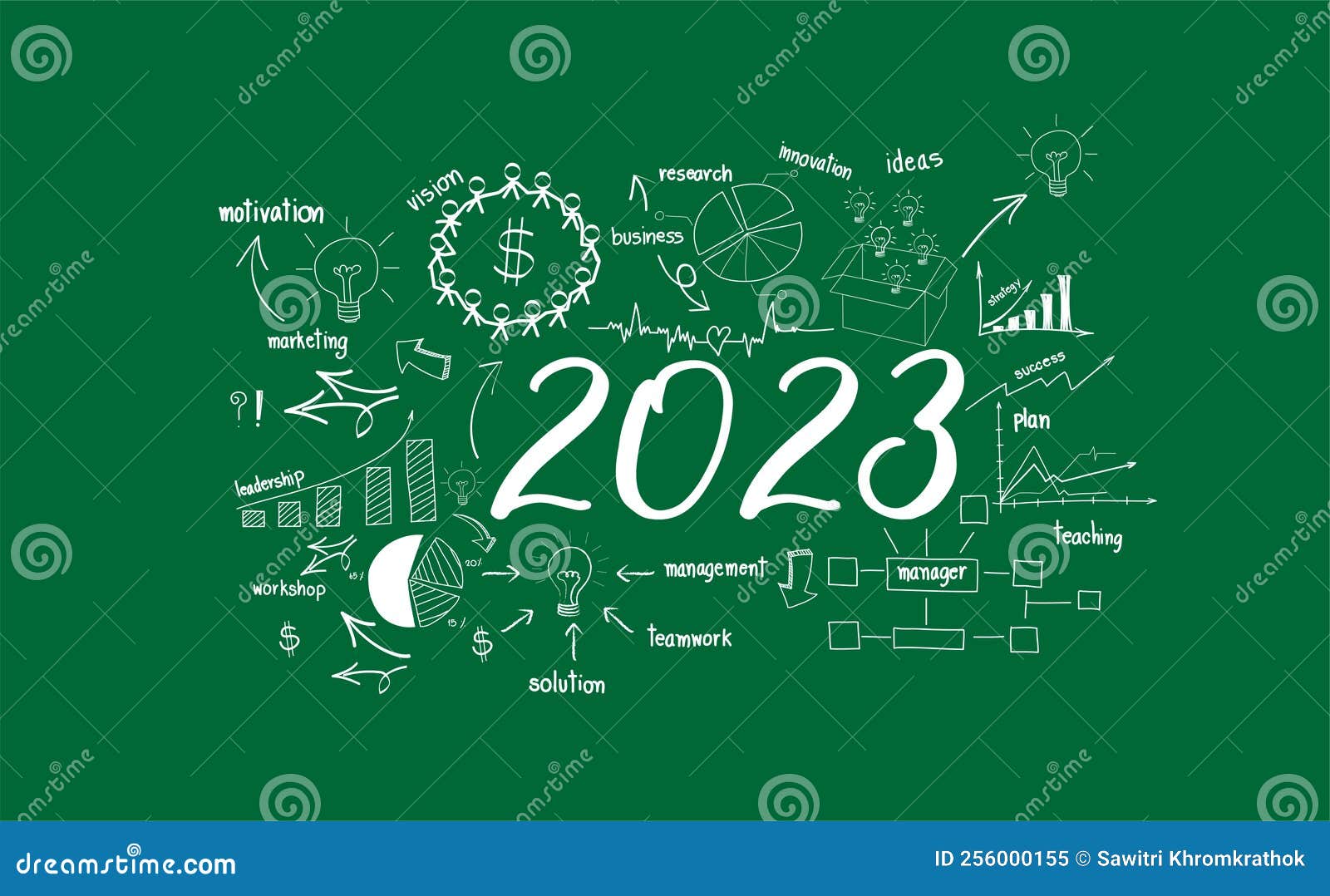 Vector 2023 New Year with Creative Thinking Drawing Charts and Graphs ... Vector 2023 New Year with Creative Thinking Drawing Charts and Graphs ...