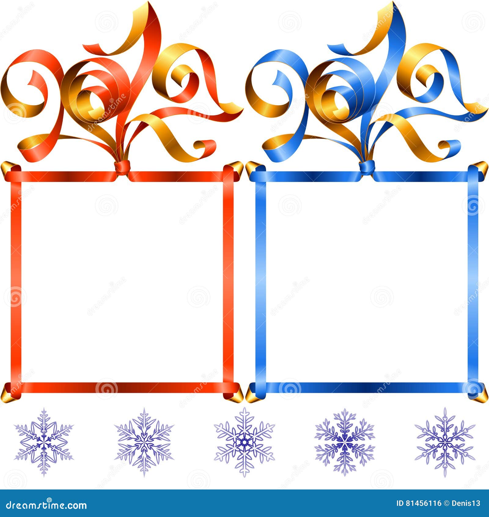 Vector New Year 2017 Square Frame Set. Red and Blue Stock Vector ...