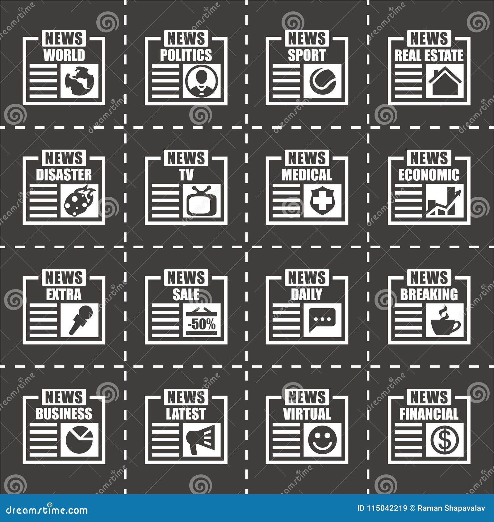 Vector Newspaper icon set stock vector. Illustration of icon - 115042219