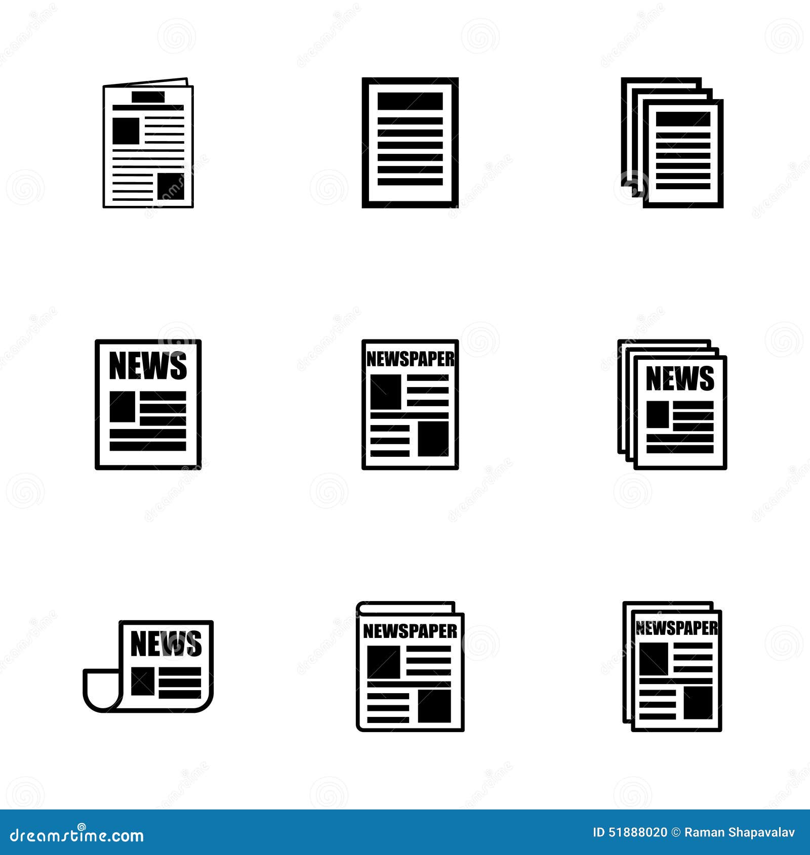 Vector newspaper icon set stock vector. Illustration of calendar - 51888020