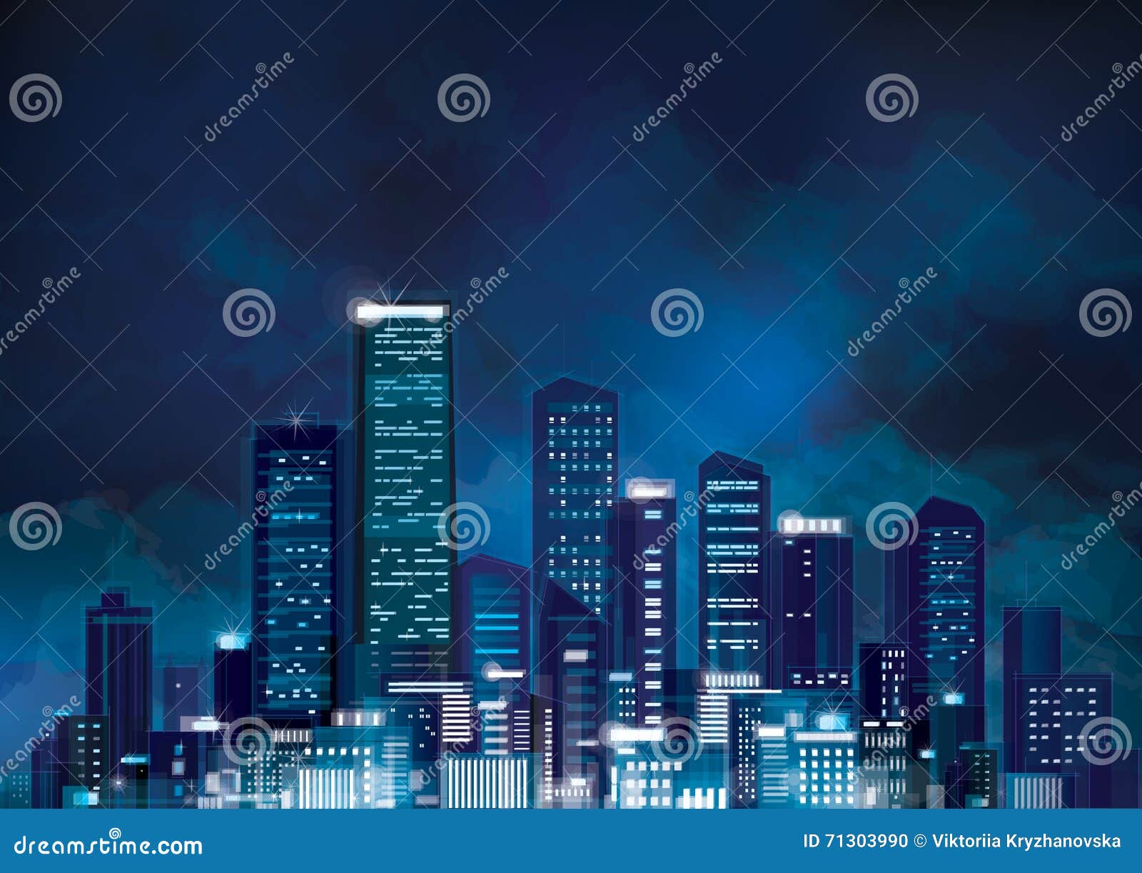 Vector night cityscape. stock vector. Illustration of panorama - 71303990