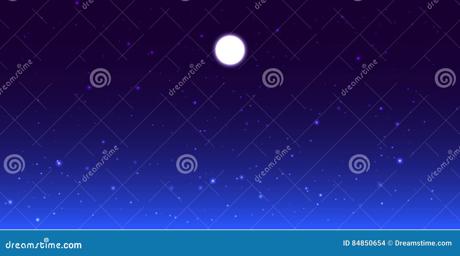 Vector night sky with moon stock vector. Illustration of starry - 84850654