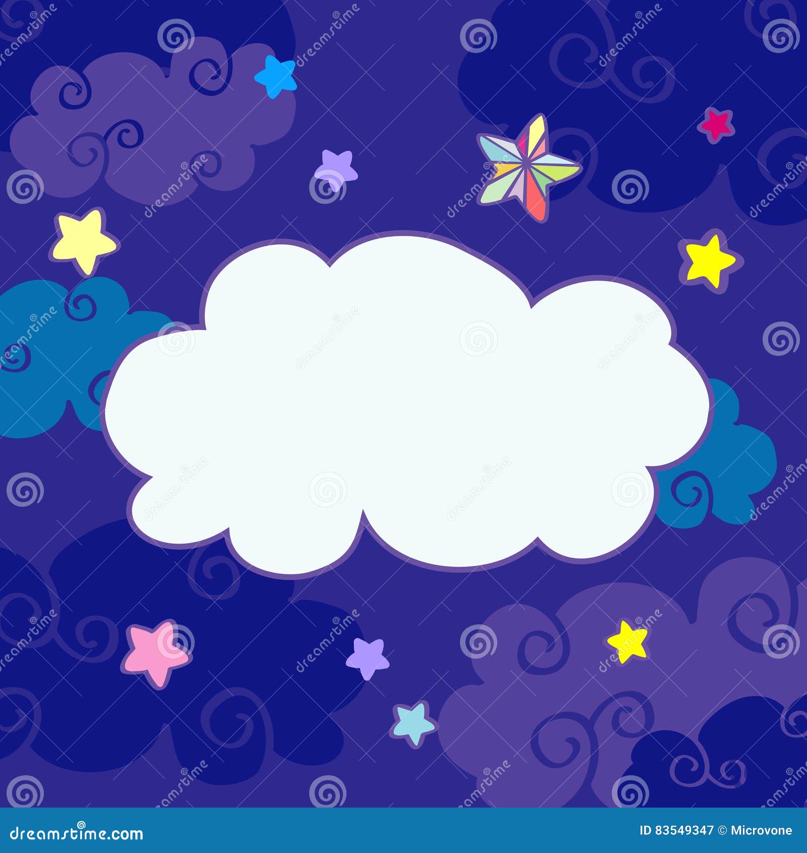 Vector Nighttime Cartoon Clouds Frame Stock Vector - Illustration of ...
