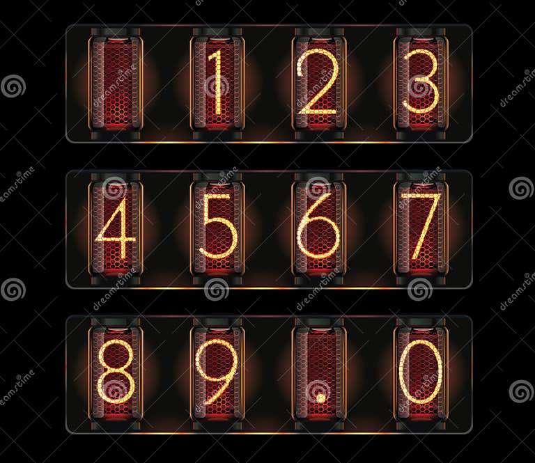 Vector Nixie Tube with Digits Stock Vector - Illustration of numerical ...