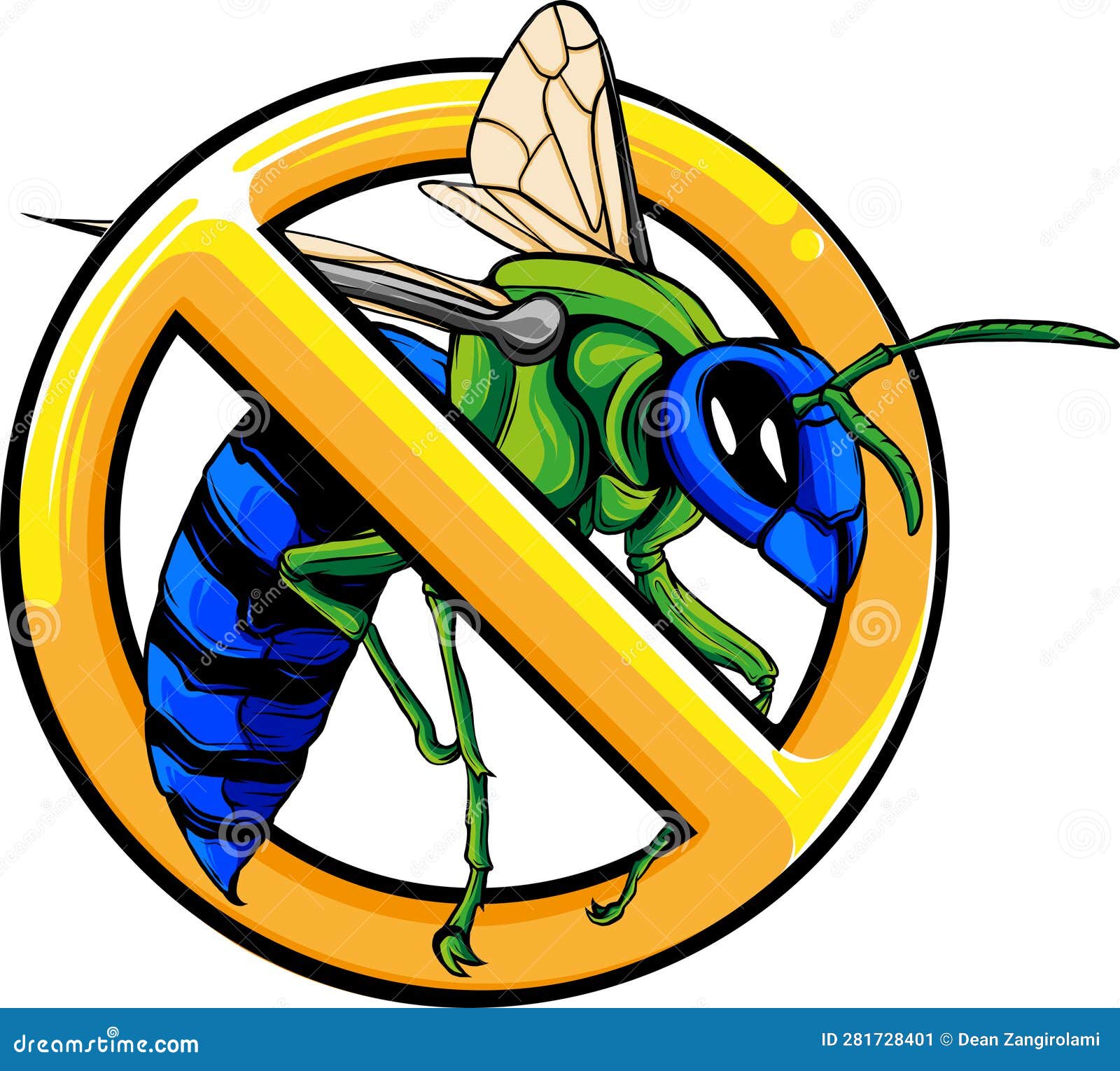 Vector Illustration of No Bee or Wasp Sign on White Background Stock ...