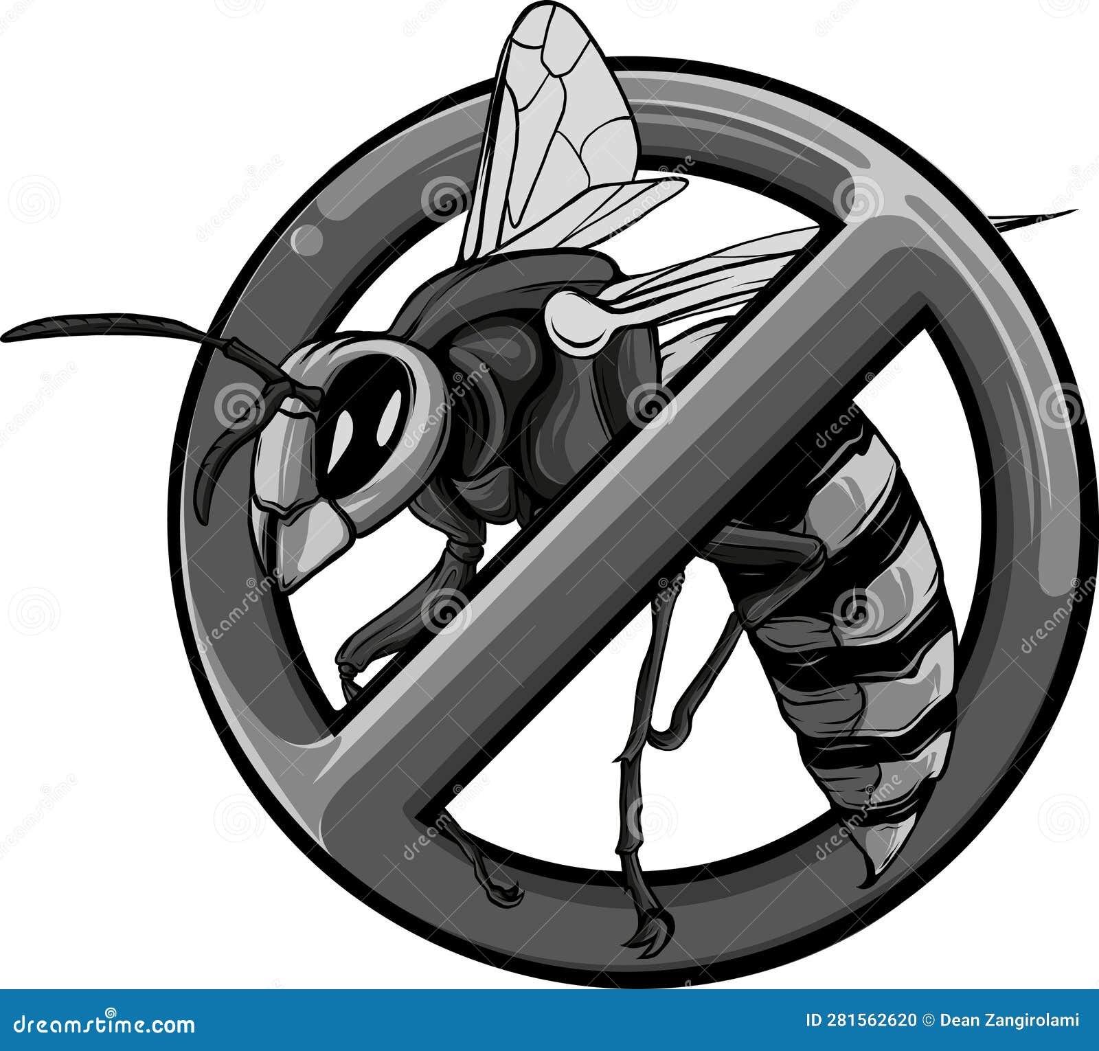 Monochromatic No Bee or Wasp Sign on White Background Stock Vector ...