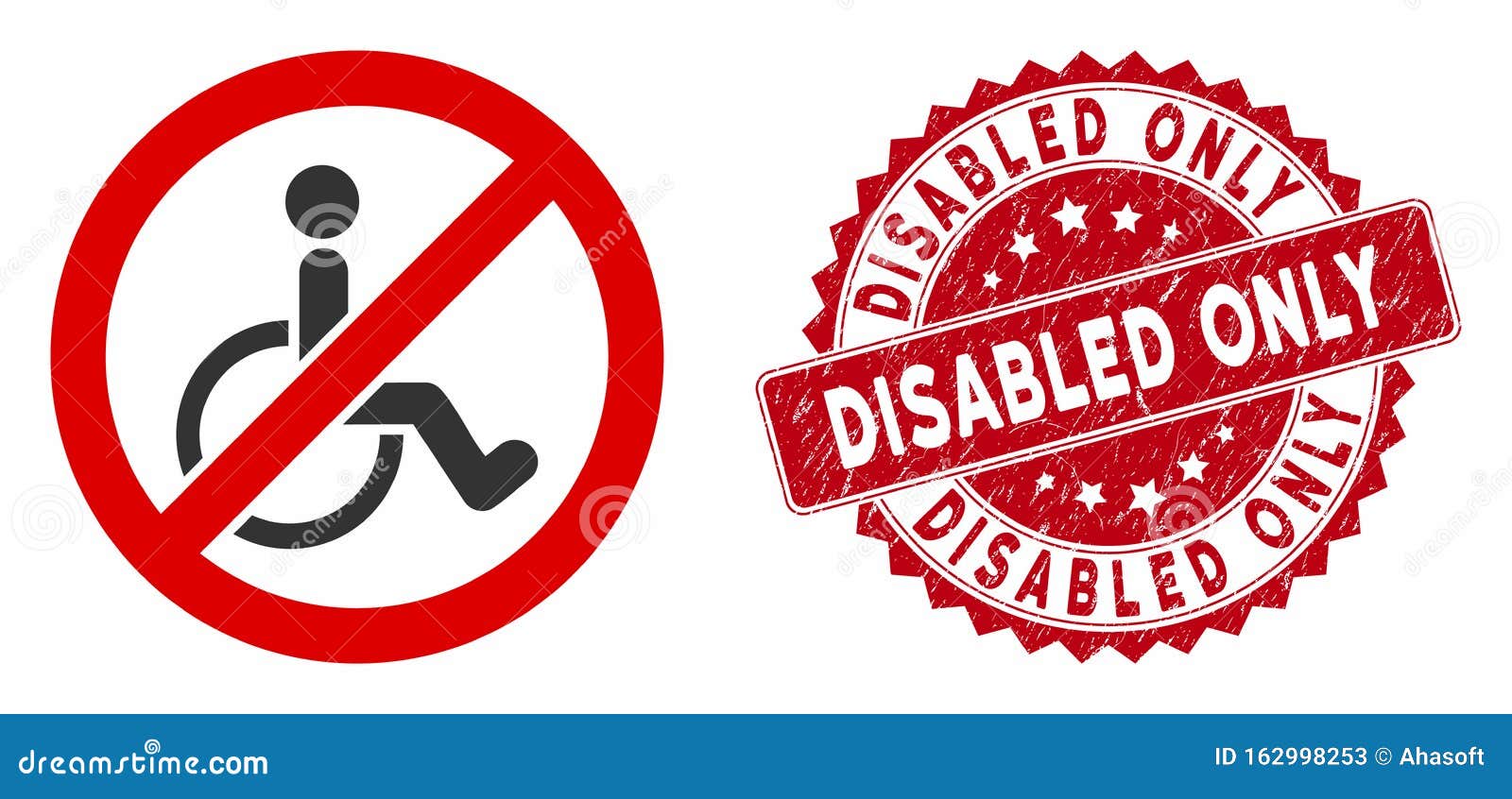 No Disabled Persons Icon with Textured Disabled only Seal Stock ...
