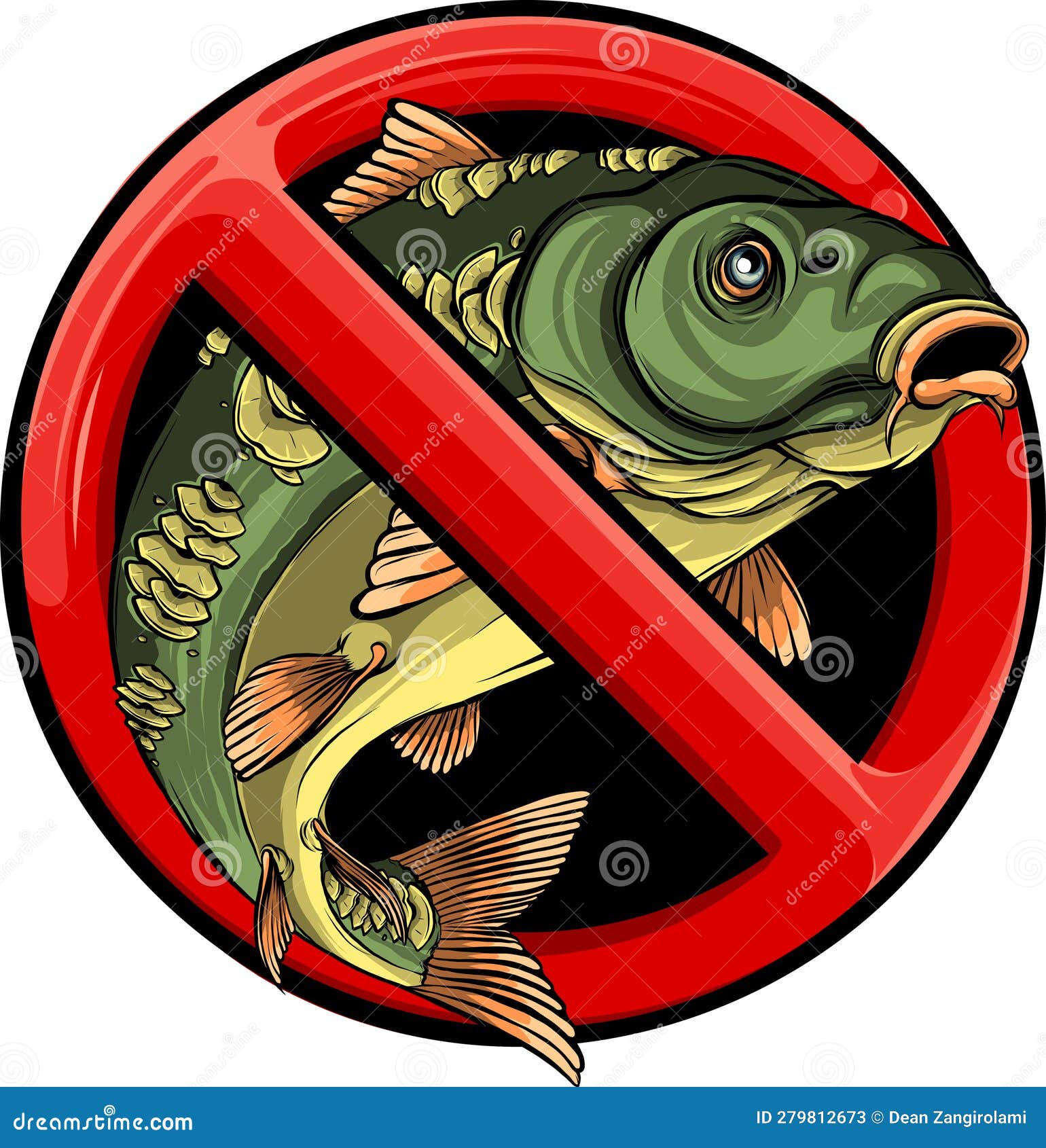 Vector No Fish Forbidden Sign Symbol on White Background. Stock Vector ...