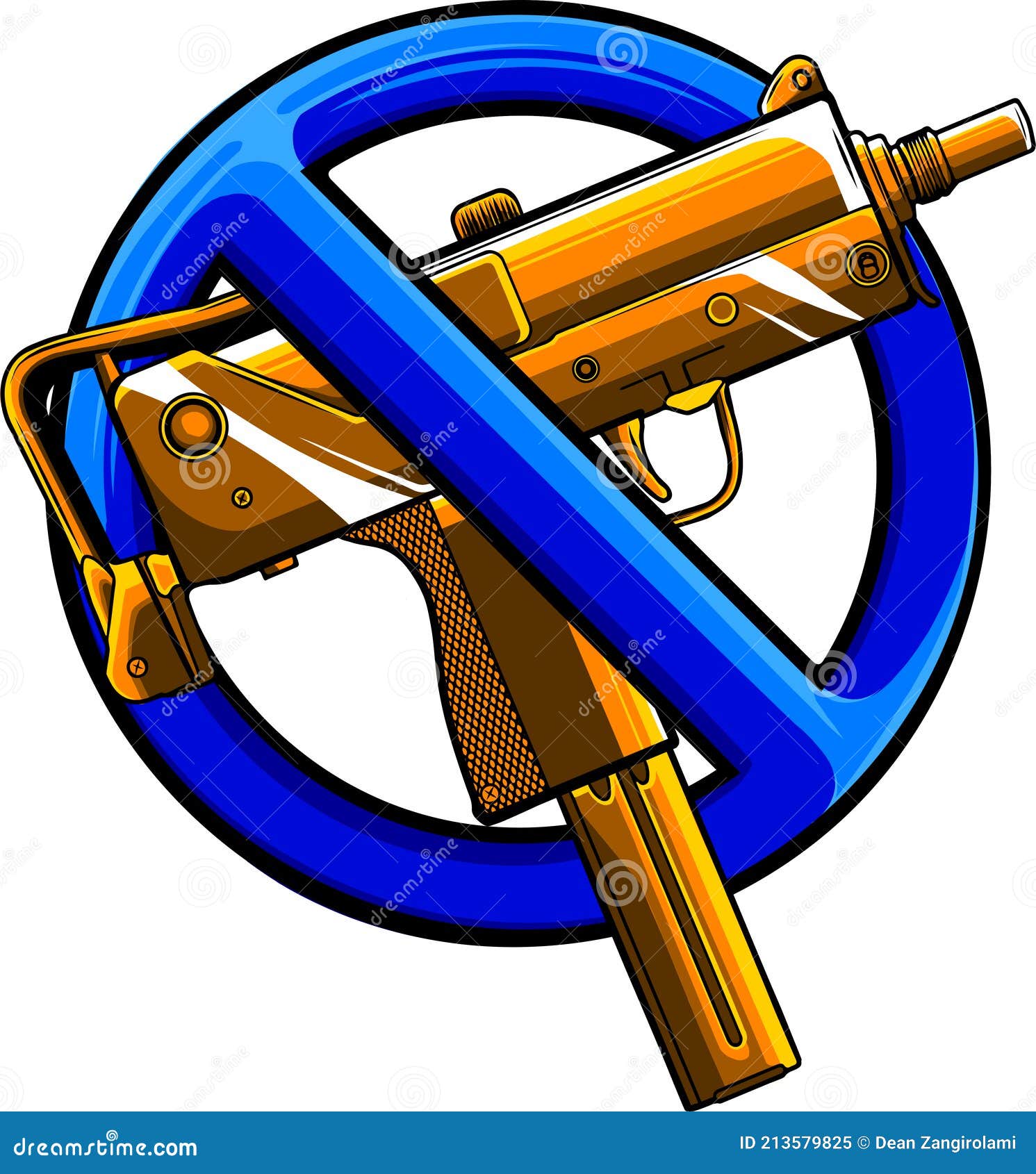 Vector Illustration Sign on Ban with Gun Stock Vector - Illustration of ...