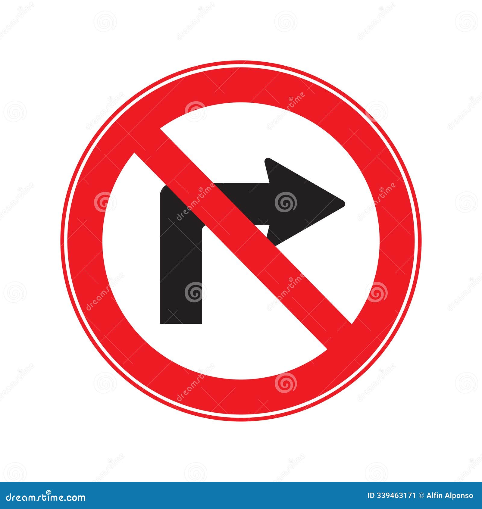 Vector No Turn Right Sign Stock Illustration Illustration Of Arrow 339463171