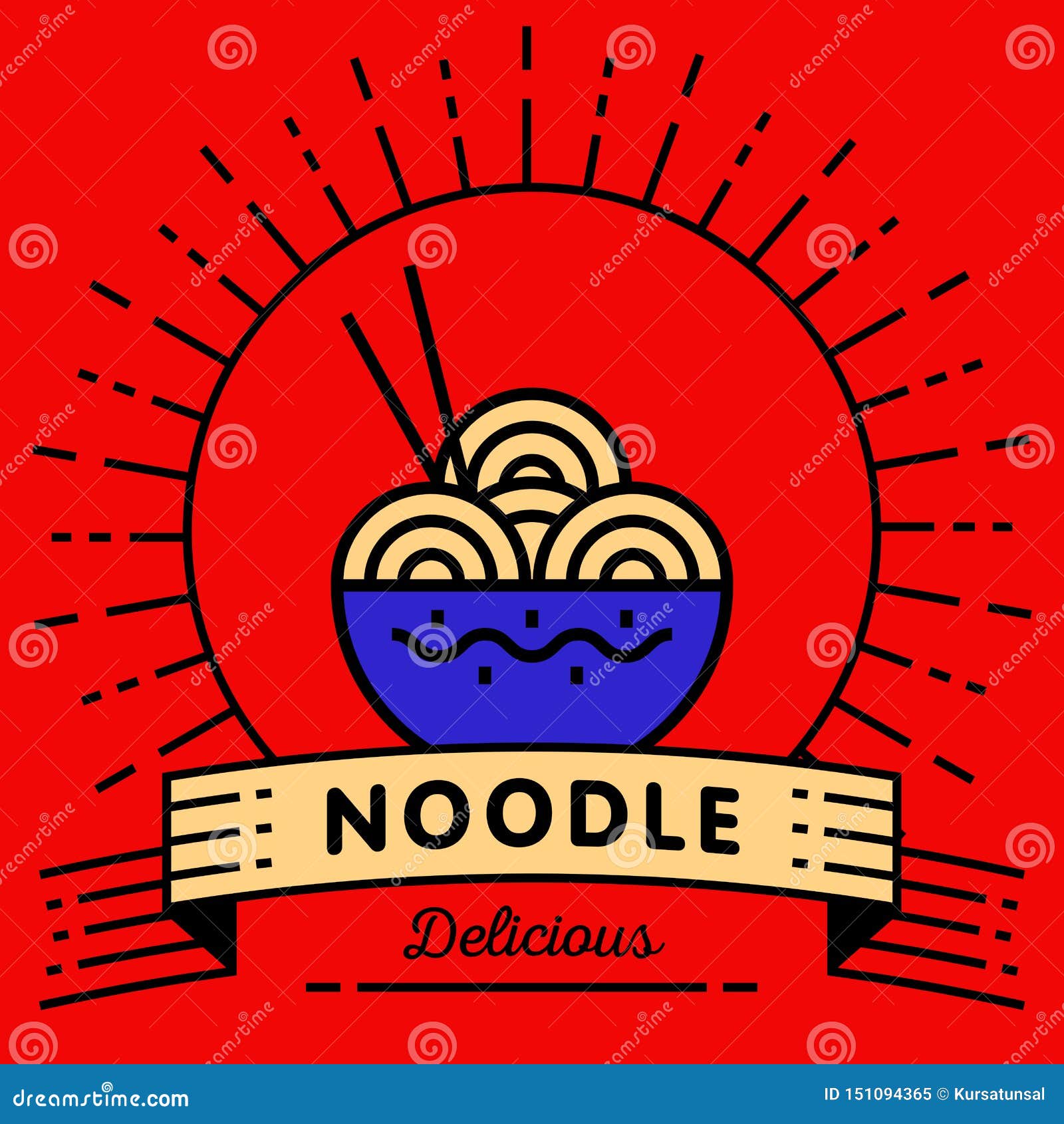 Vector Noodle Icon with Linear Style Stock Vector - Illustration of ...