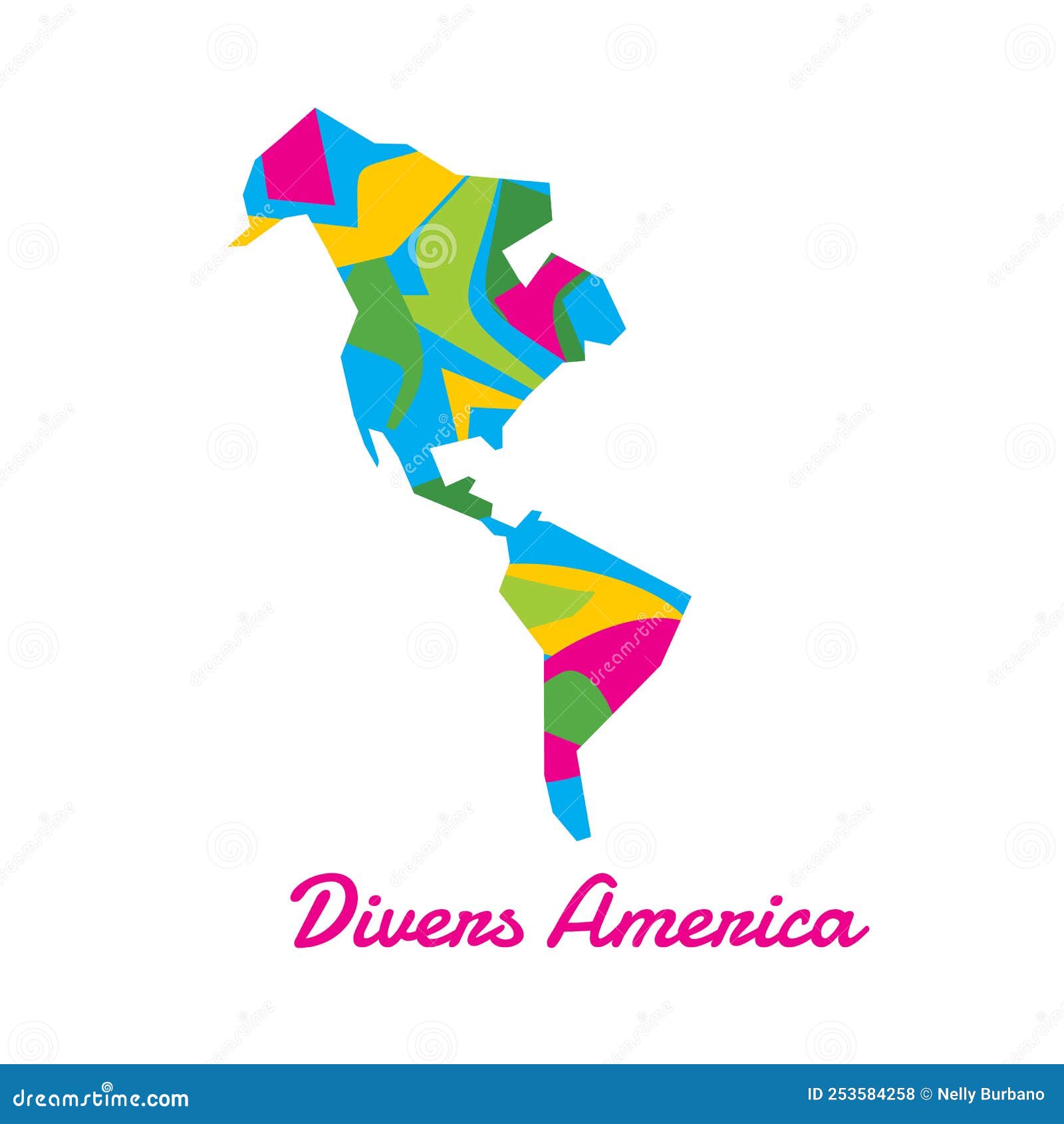 Vector Map of North and South America and Color Diversity Stock Vector ...