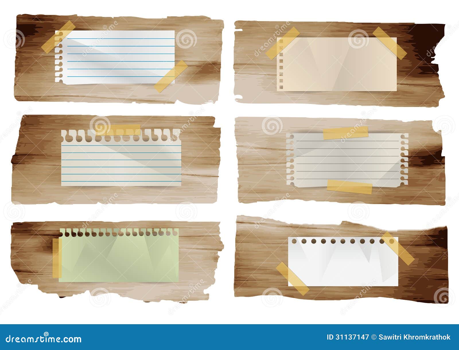 Vector Note Papers Stick on Wood Planks Stock Vector - Illustration of ...