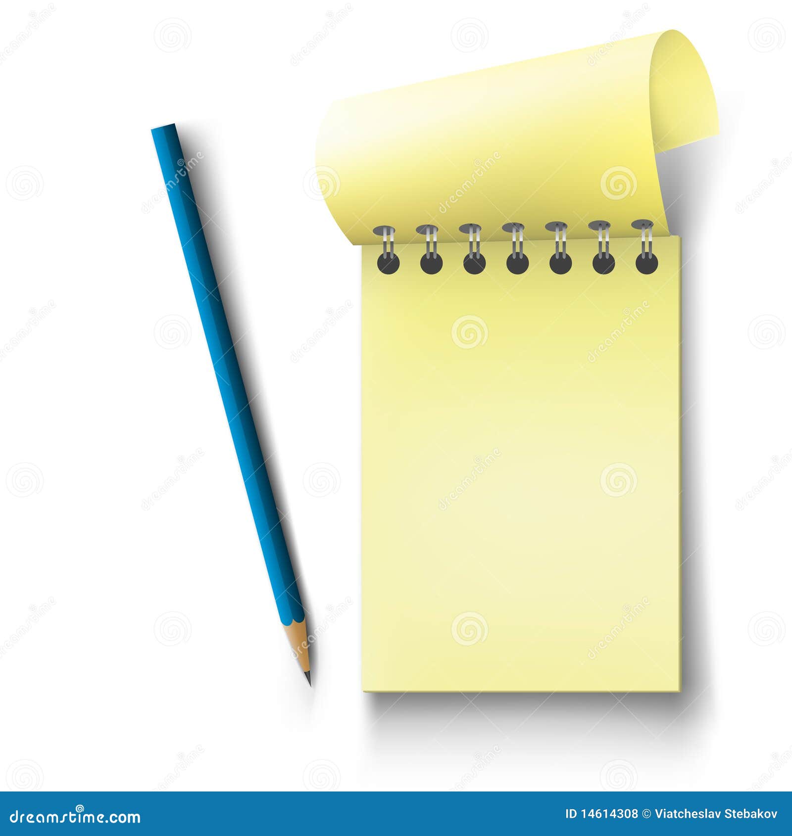 Vector notepad with pencil stock vector. Illustration of memory - 14614308