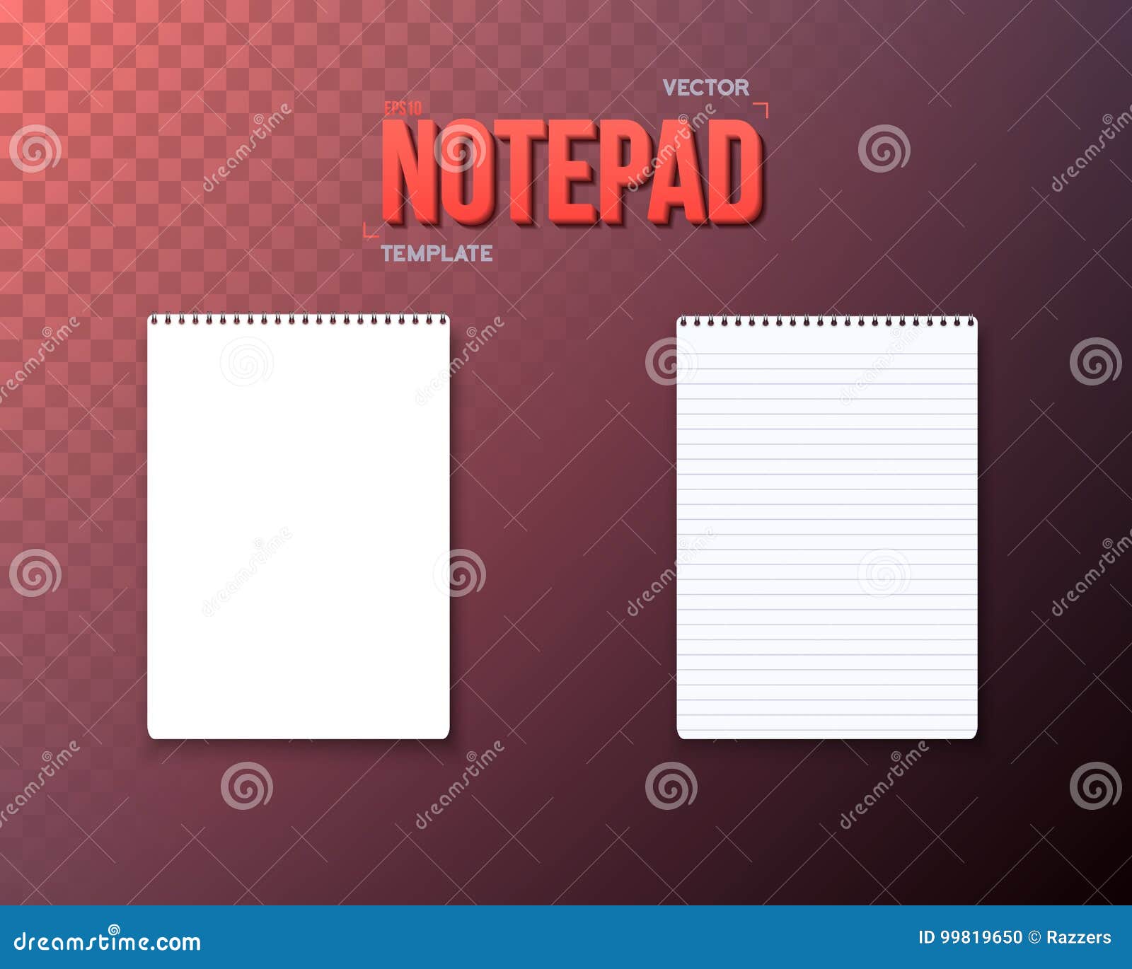 Vector Notepad Set. Realistic Vector Empty Notepad Mockup Stock Vector ...