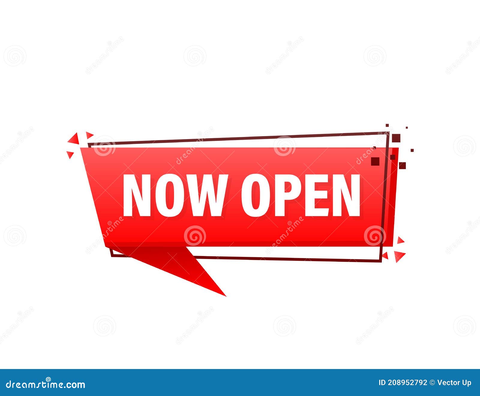Vector Now Open Red Banner. Label with Text in Flat Style. Vector ...