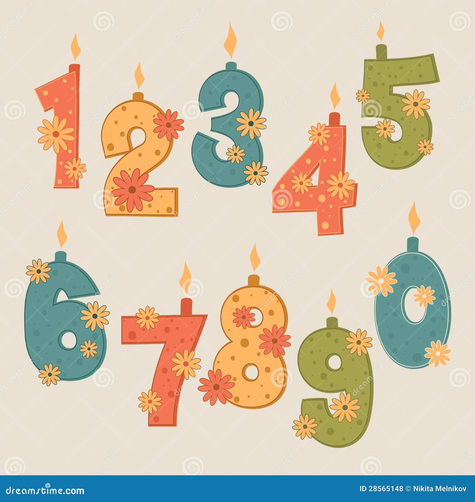 Vector number candles stock vector. Illustration of celebration - 28565148