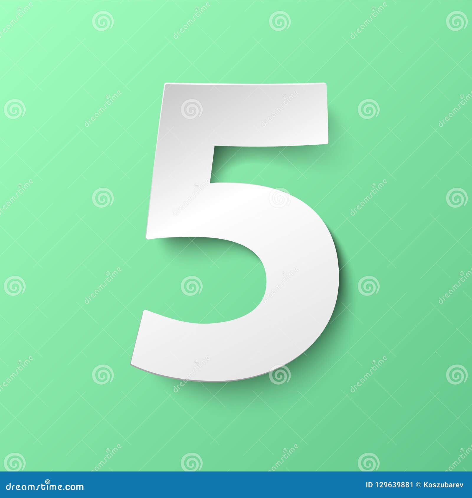 Vector Number 5. Cut Paper Illustration Stock Vector - Illustration of ...