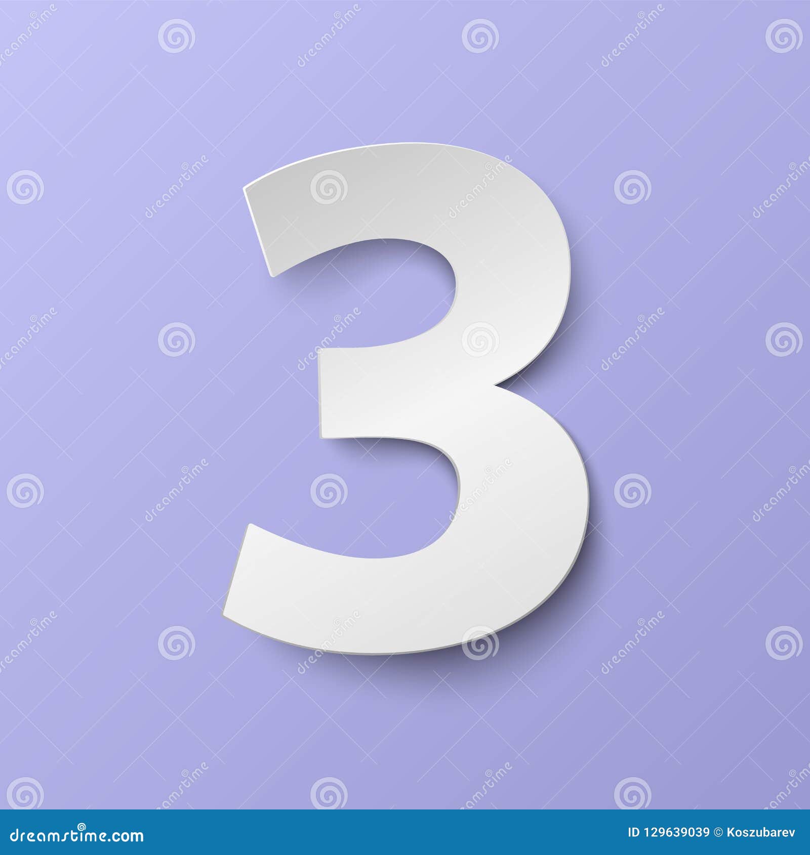 Vector Number 3. Cut Paper Illustration Stock Vector - Illustration of ...