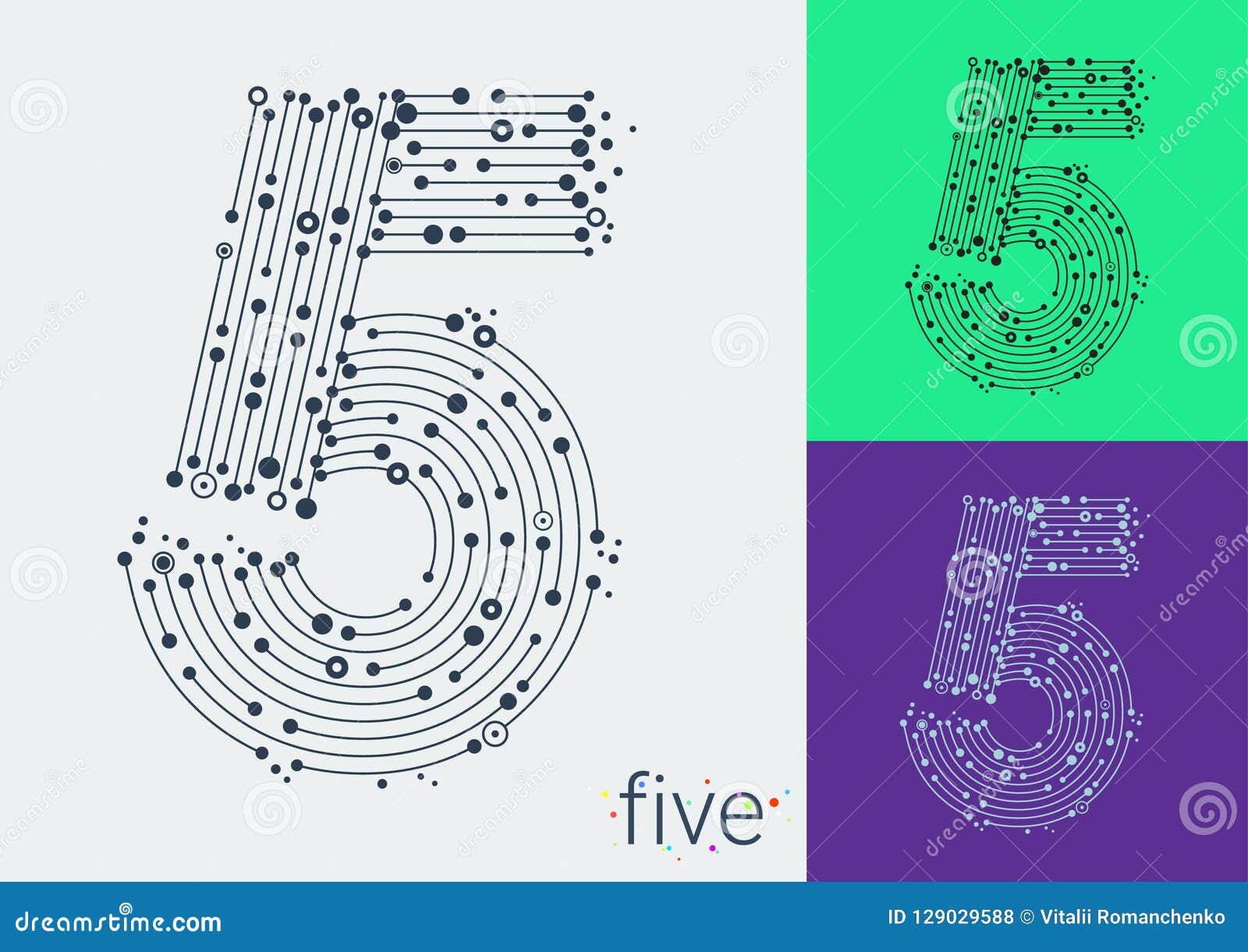 Vector Number Five on a Bright and Colorful Background. the Image in ...