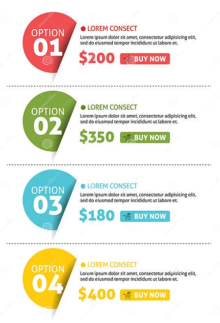 Vector Number Options Banner with Buy Button Stock Vector ...