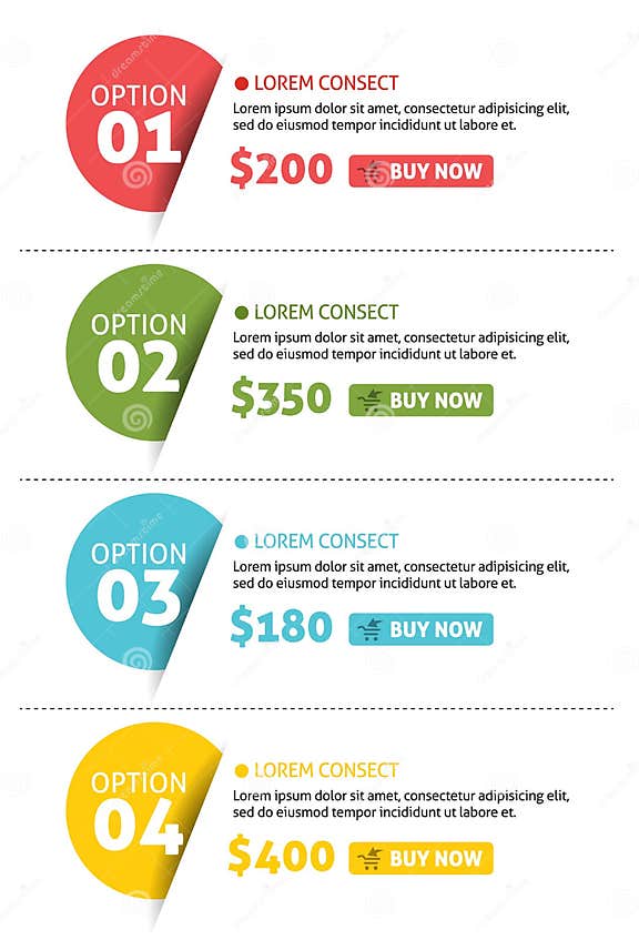 Vector Number Options Banner with Buy Button Stock Vector ...
