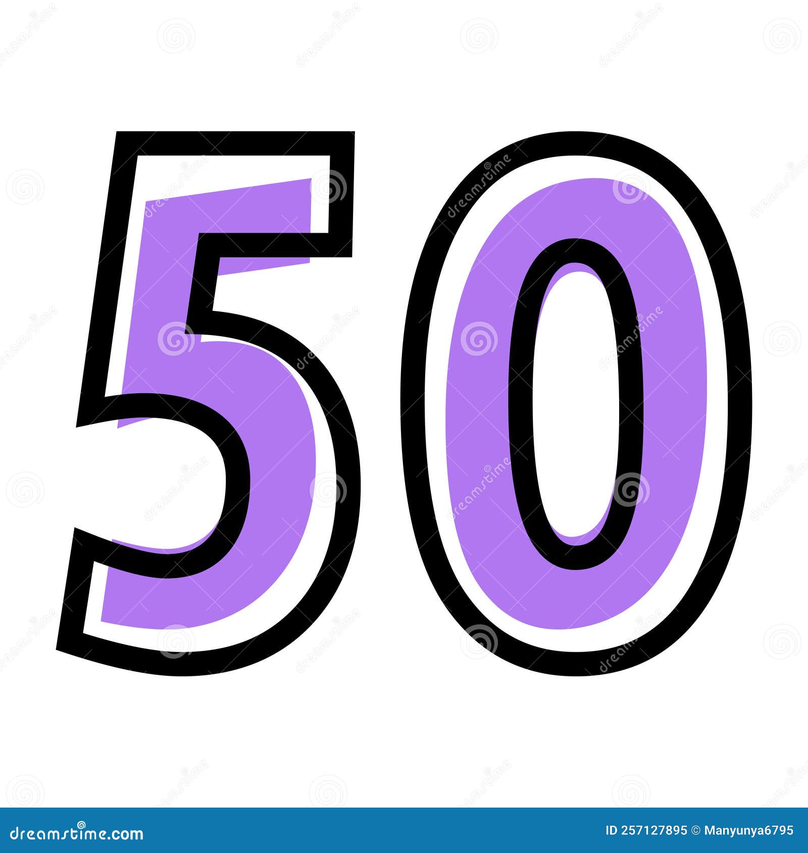 Vector Number 50 with Purple Color and Black Outline Stock Vector ...