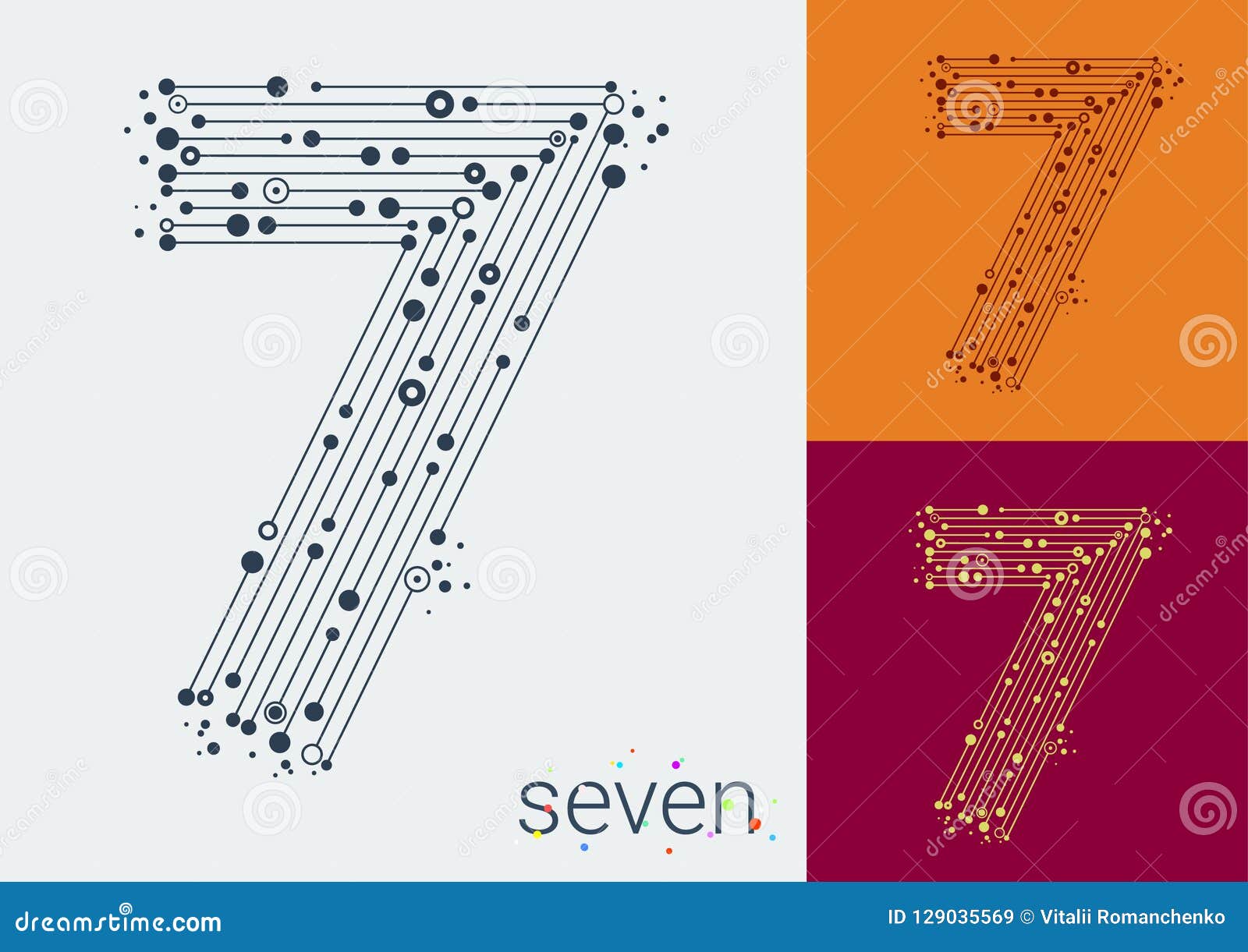 Vector Number Seven on a Bright Background. the Image in the Style of ...