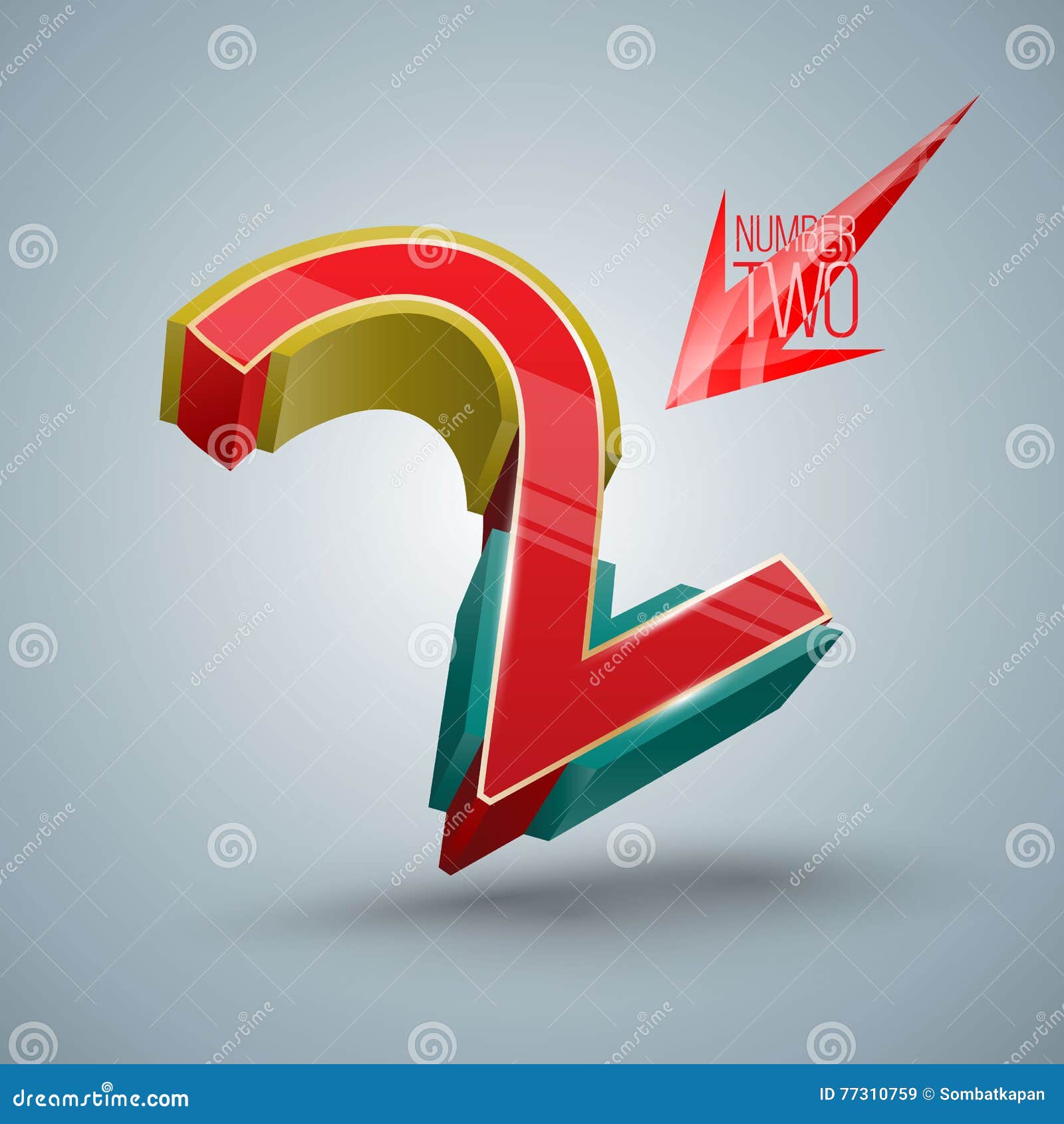 Vector Number Two 3D Style. Stock Vector - Illustration of graphic ...