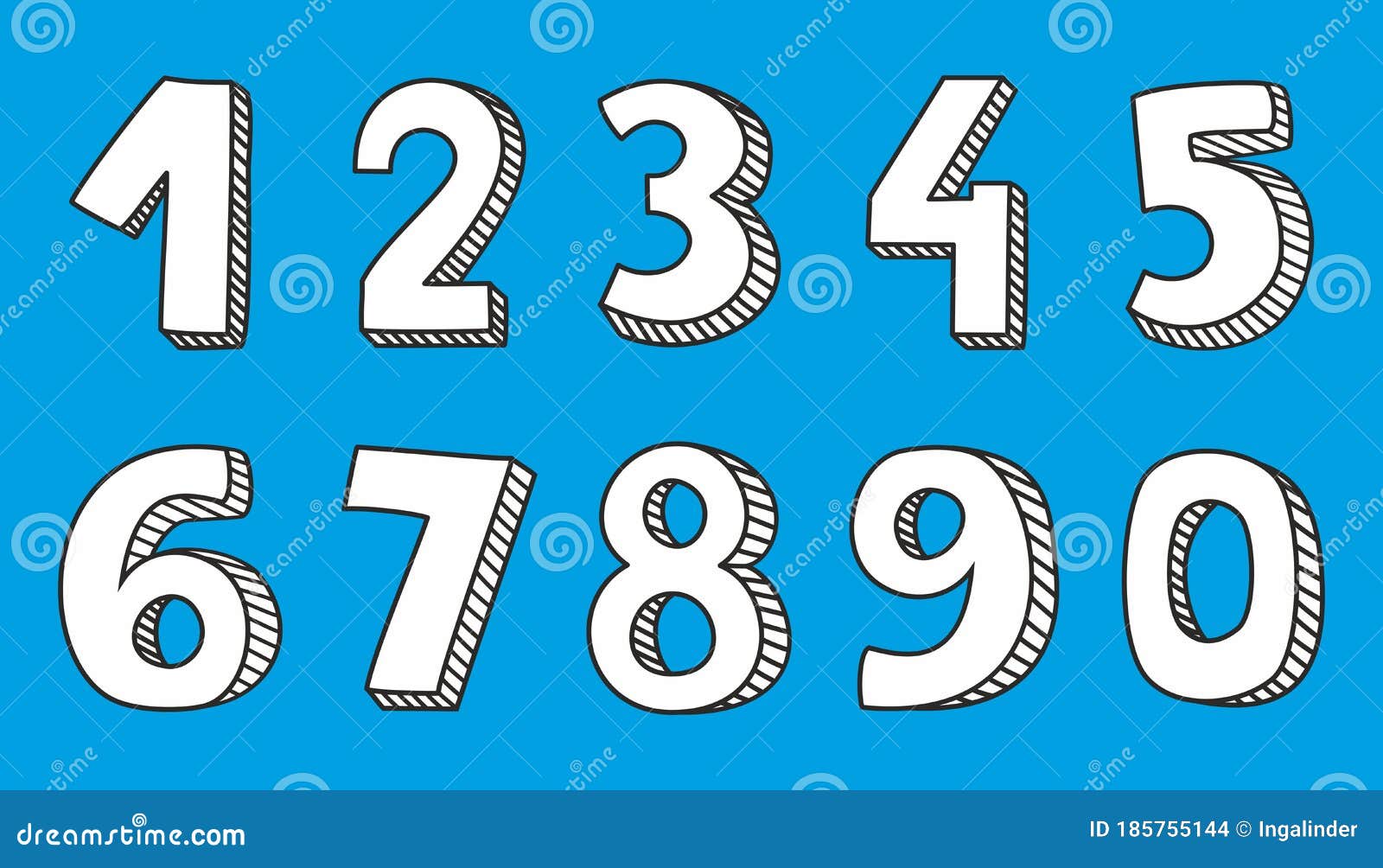 Vector Numbers on Blue Background Stock Vector - Illustration of ...