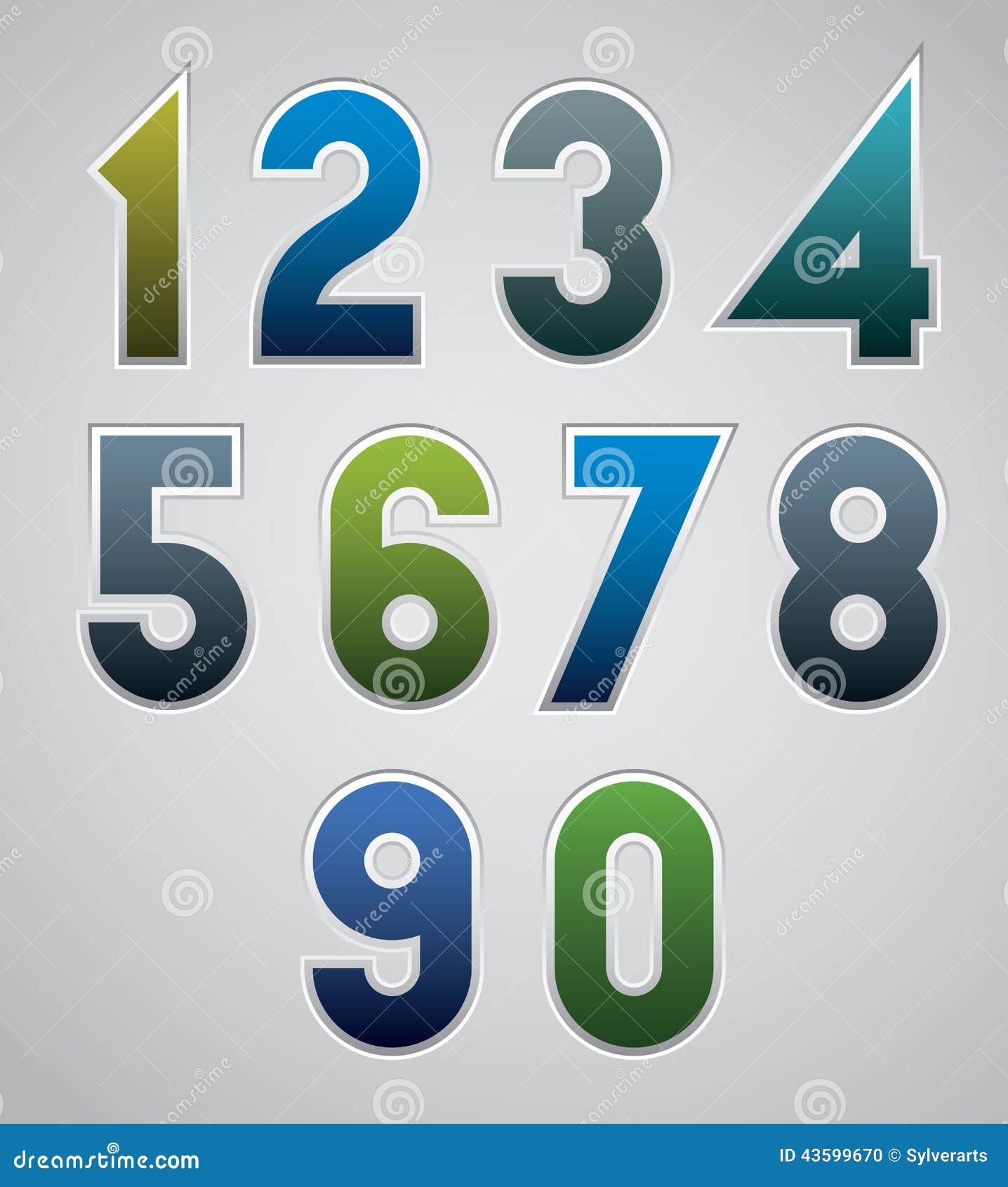 Vector Numbers, Bold Numerals, Made in Web Buttons Style. Stock Vector ...