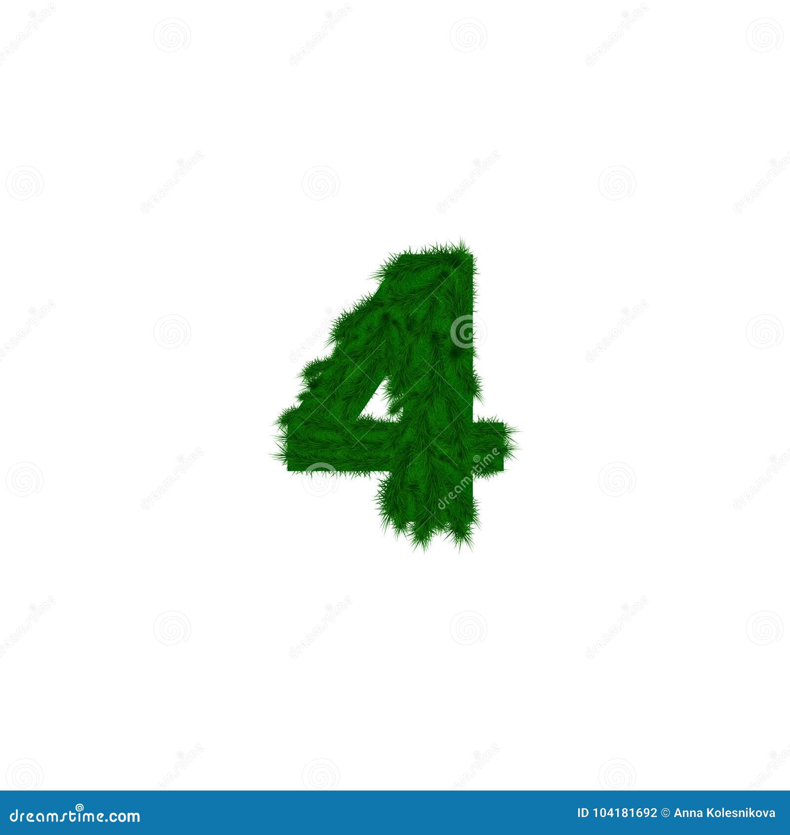 Vector Numbers Decorated with Pine Branches. Number- 4. Four. Stock ...