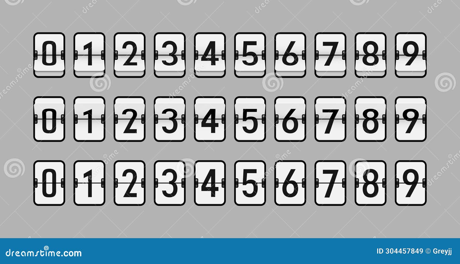 Numbers for Flip Clocks, Split-Flap or Flap Display, Black Graphics and ...