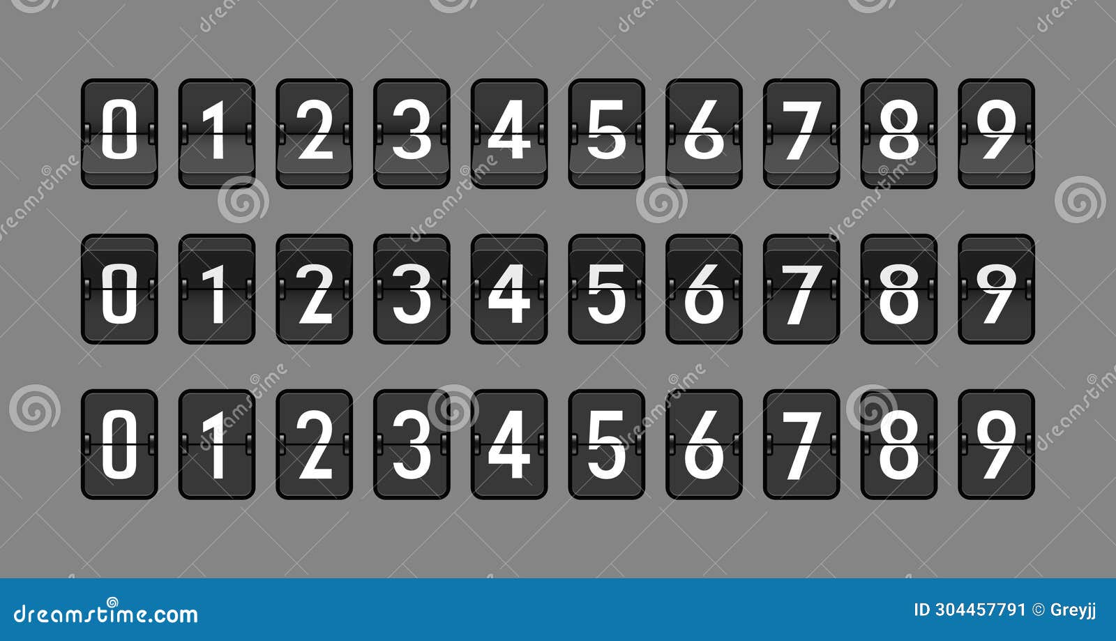 Numbers for Flip Clocks, Split-Flap or Flap Display, White Graphics and ...