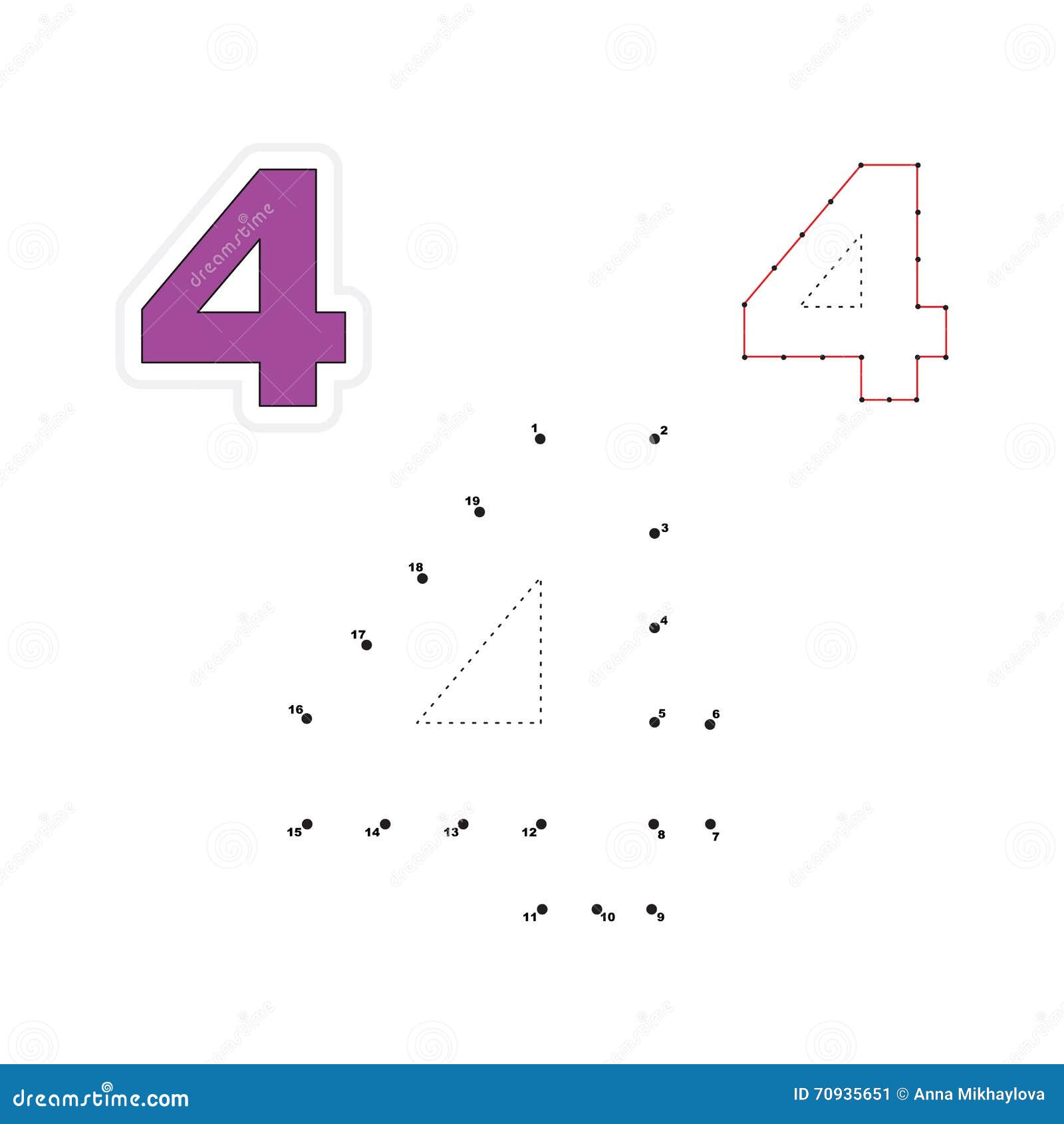 Vector Numbers Game. Dot To Dot. Figure 4 Stock Vector - Illustration ...