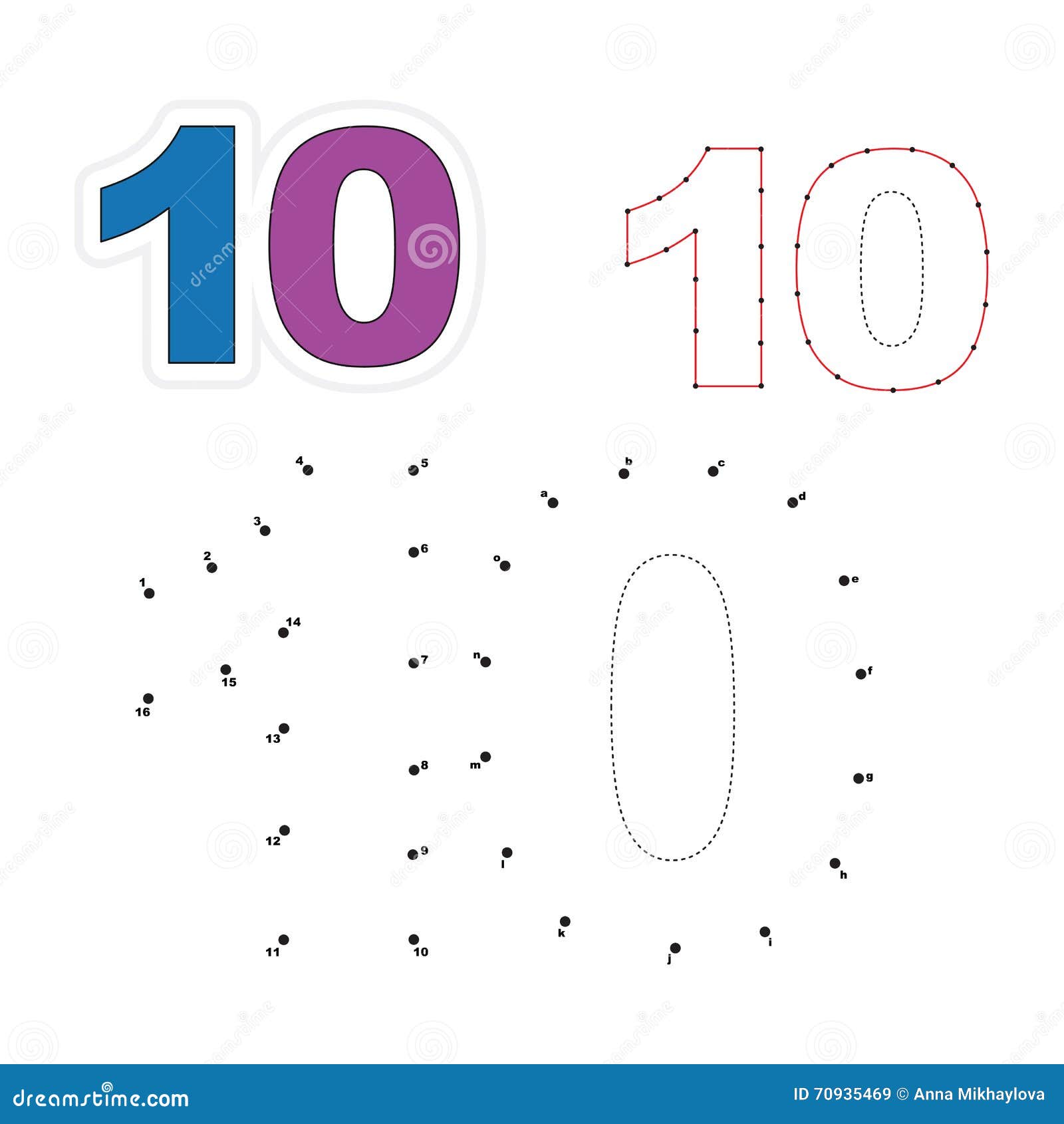 Vector Numbers Game. Dot To Dot. Figure Ten Stock Vector - Illustration ...