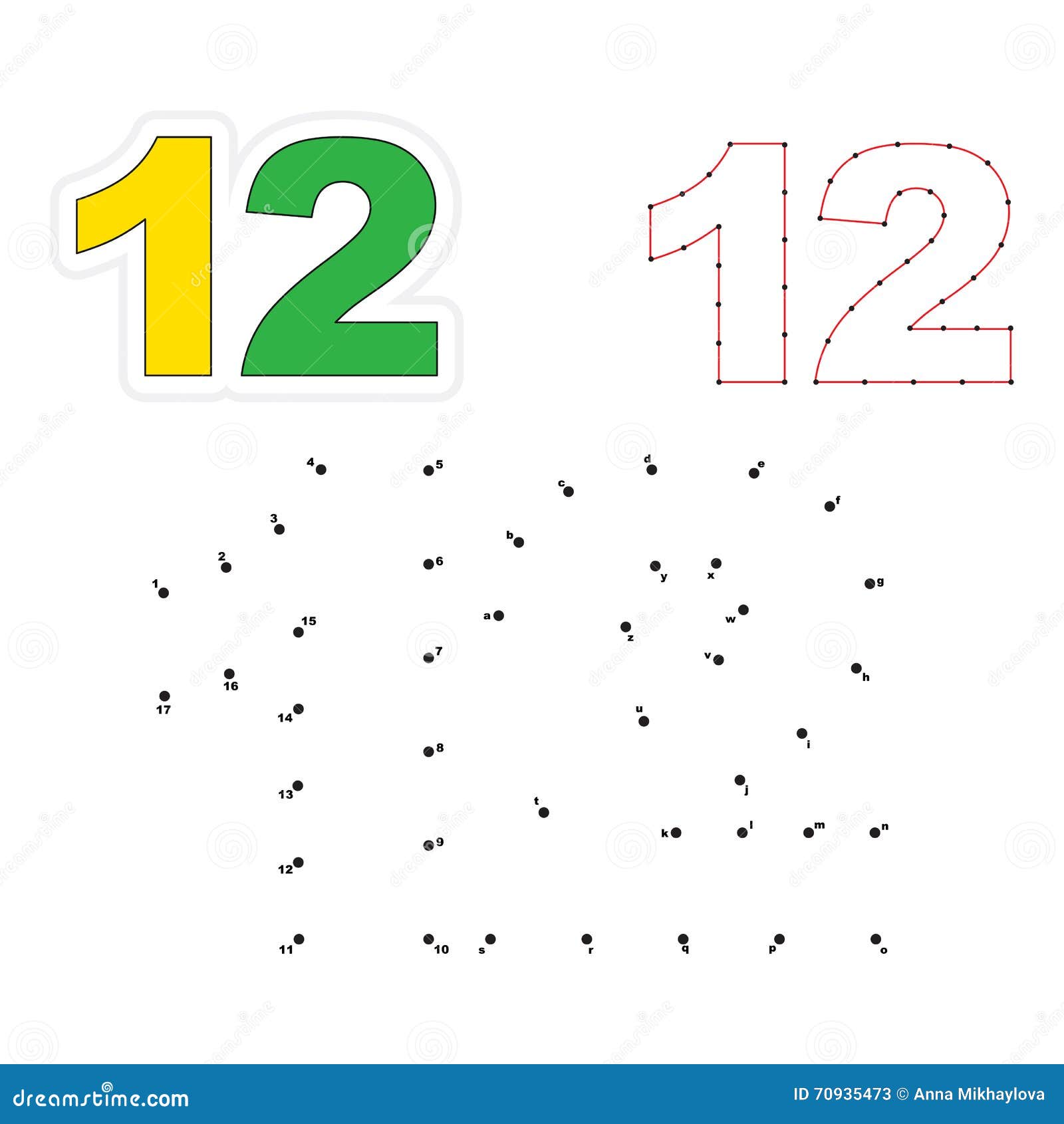 Vector Numbers Game. Dot To Dot. Figure Twelve Stock Vector ...