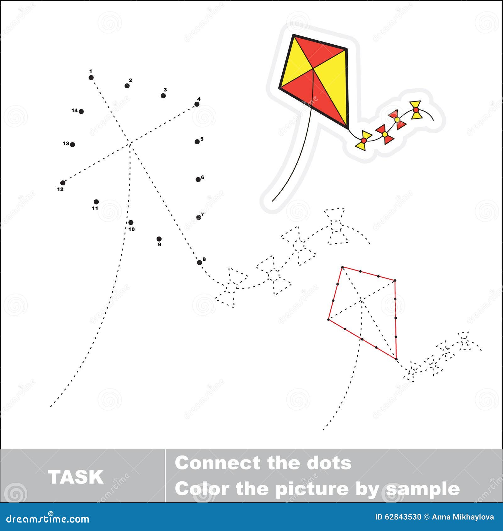 Vector Numbers Game. Toy Kite To Be Traced. Stock Vector - Illustration ...
