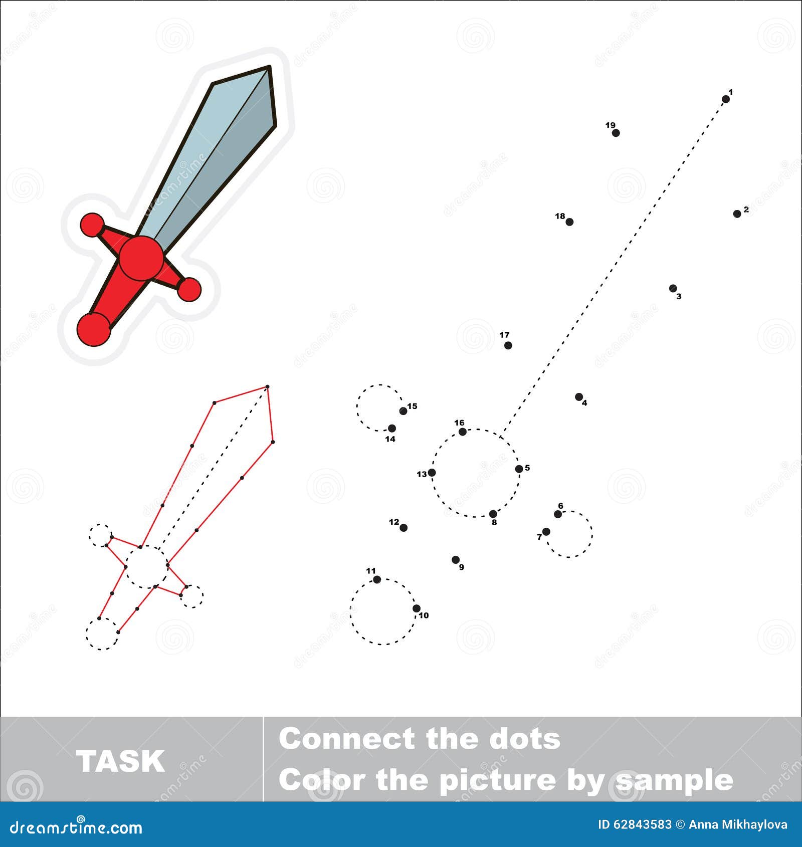 Vector Numbers Game. Toy Sword To Be Traced. Stock Vector ...